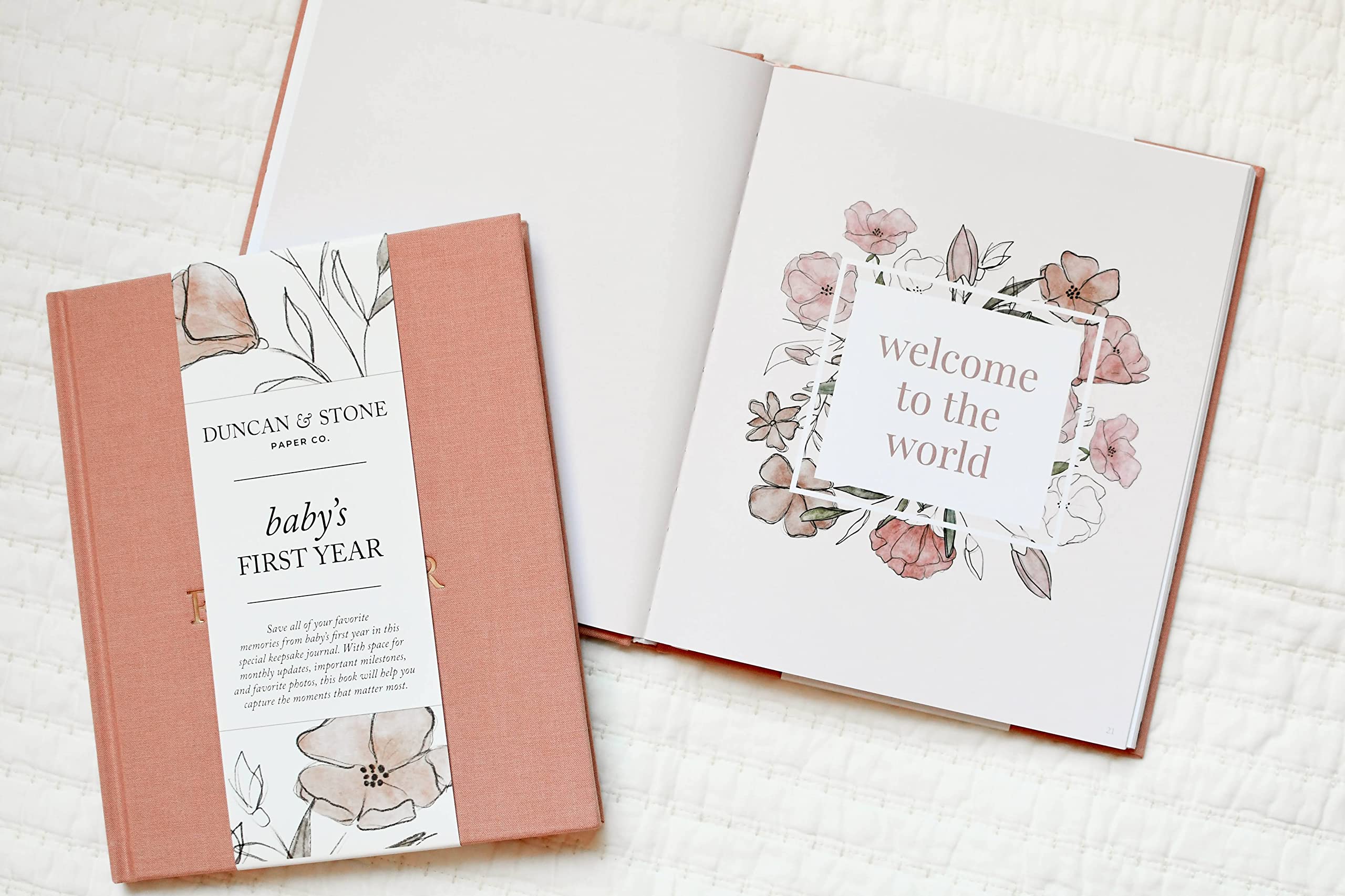 Baby First Year Book (Dusty Rose, 112 Pages) - Memory & Milestone Baby's First Year Photo Album from Pregnancy to First Year – Baby Book Keepsake Gift
