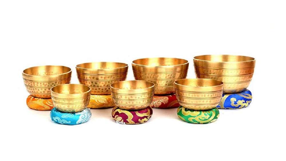 Chakra Healing Tibetan Bronze Singing Bowl 7 Sets of Meditation Bowls From Nepal