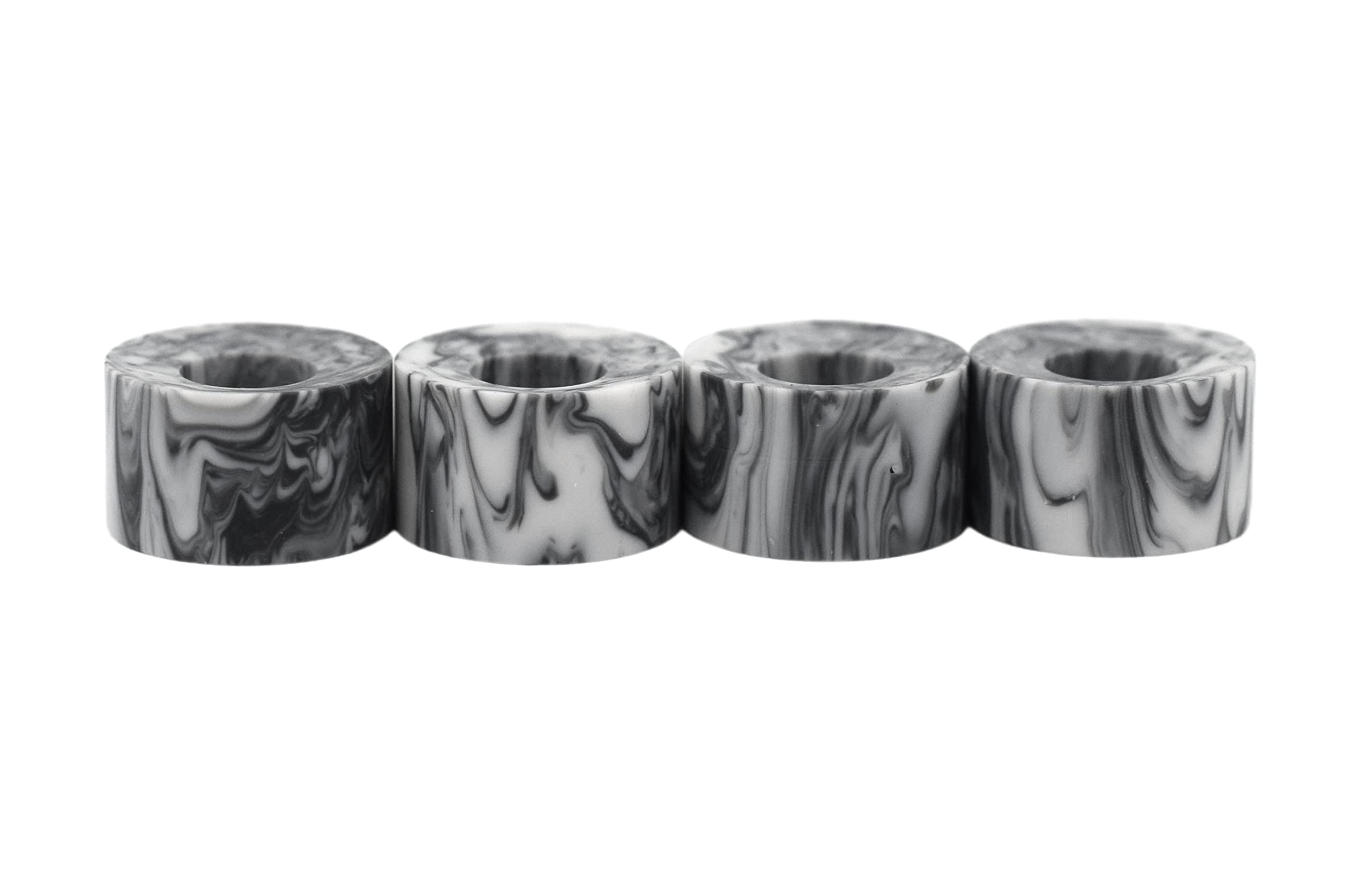 Teak Tuning Apex 71D Urethane Fingerboard Wheels - Cruiser Style, Bowl Shaped, 8.7mm Diameter - ABEC-9 Stealth Bearings - Made in The USA - Grey & White Swirl Colorway