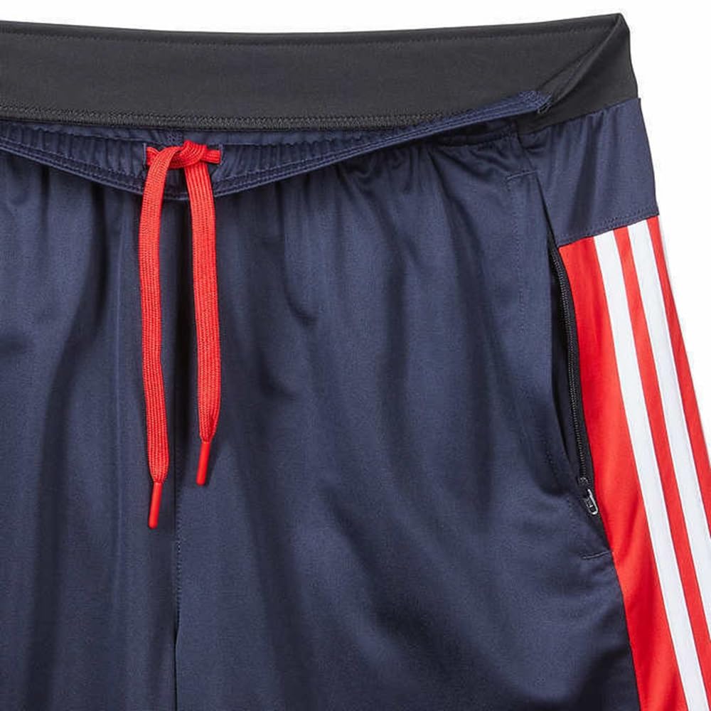 adidas Mens 3 Stripe Shorts with Zipper Pockets (Black/Grey Six/White, Large)