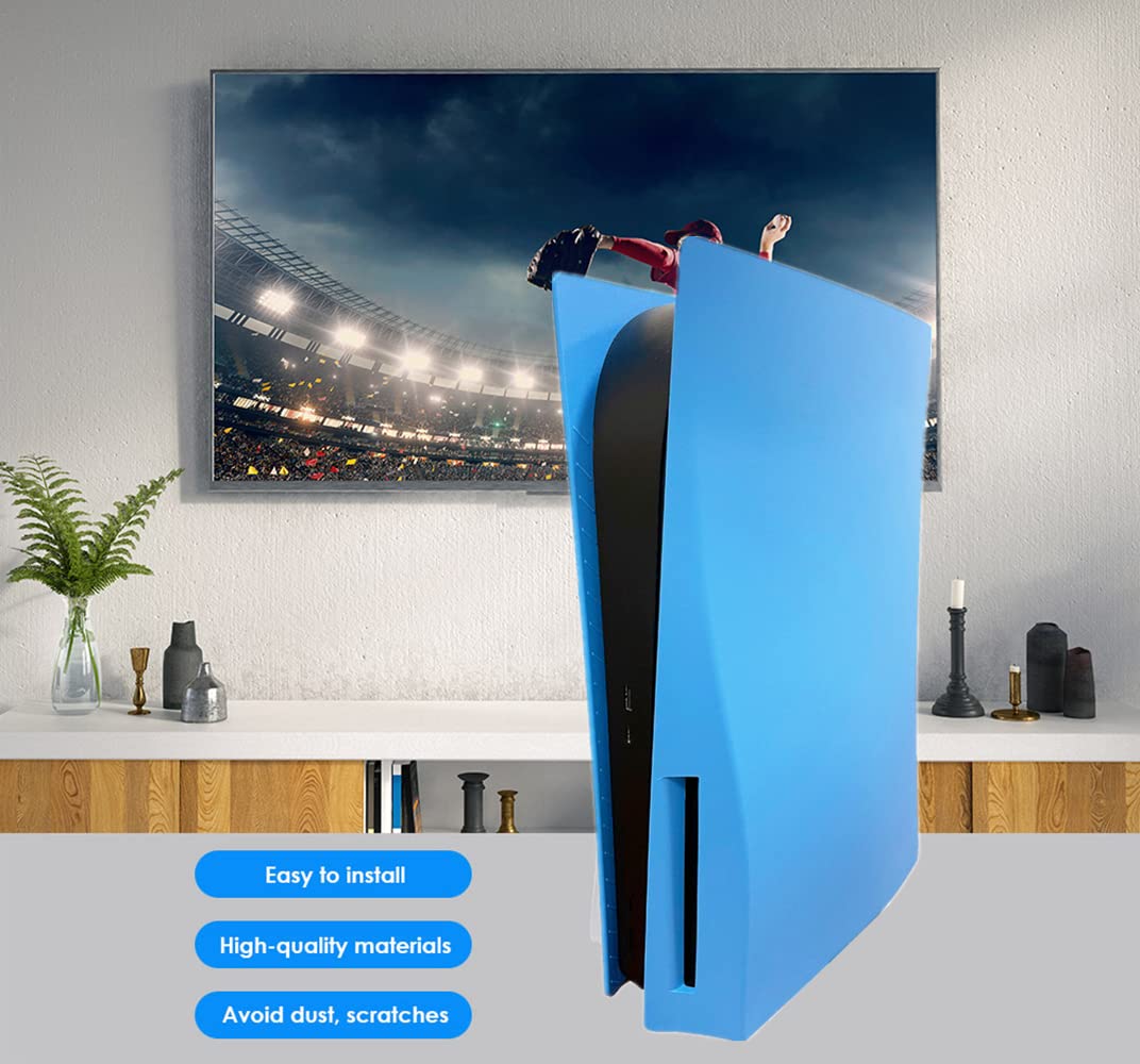 Gaming Console Faceplate Cover with Cat Grips for PS5 Disk Edition Skin Shell Skin Hard Protective Shell Blue