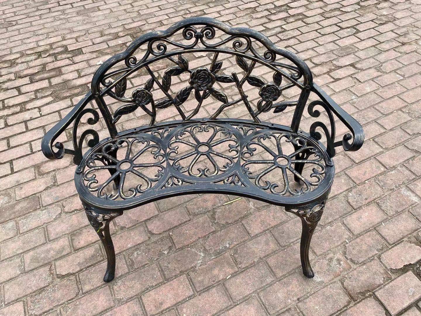 C/G Patio Balcony Bench Double Seat, Anti-Rust Cast Aluminum Patio Garden Bench for Park Yard Outdoor Furniture Copper