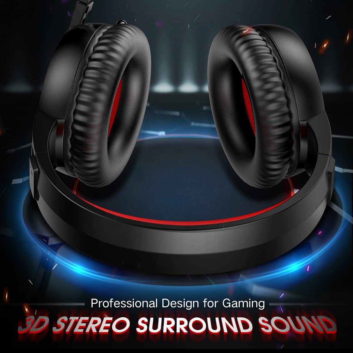 Gaming Headsets for Xbox One PC PS4 PS5 - Computer Over Ear Headphones with Noise Cancelling Mic & Stereo Sound for Nintendo Switch - Red