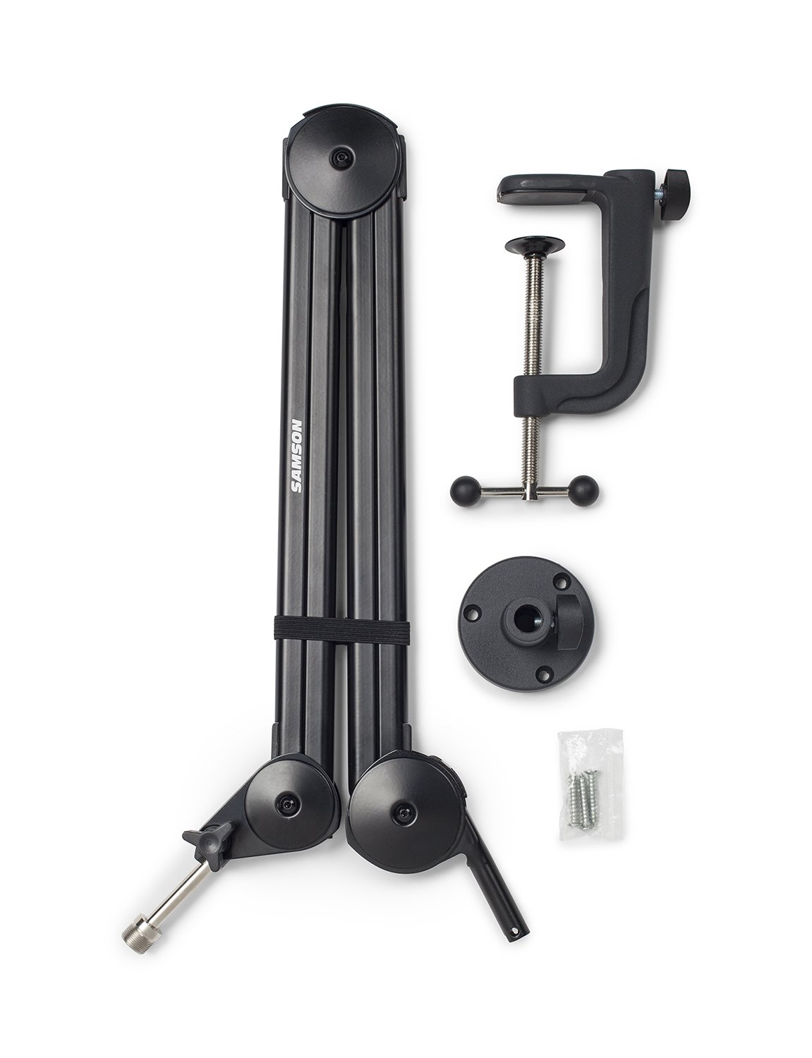 Samson Podcasting Kit with Q2U USB/XLR Dynamic Microphone, SR850 Studio Headphones and MBA28 Desktop Boom Arm Stand,Grey