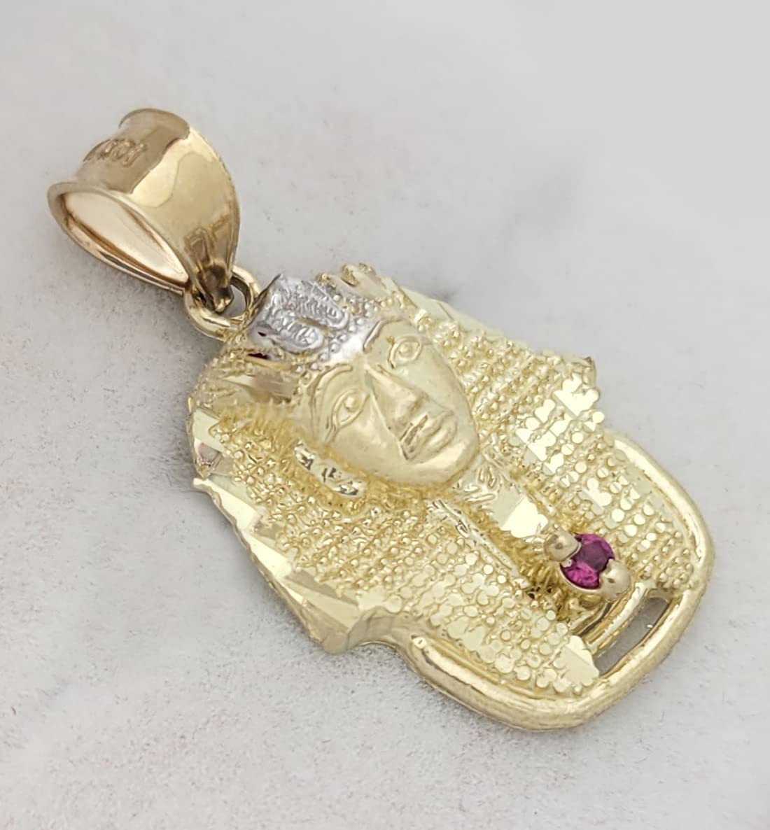AMZ Jewelry 10k Yellow Gold Egyptian Pharaoh Pendant Gold Pharaoh Head Charm For Necklace