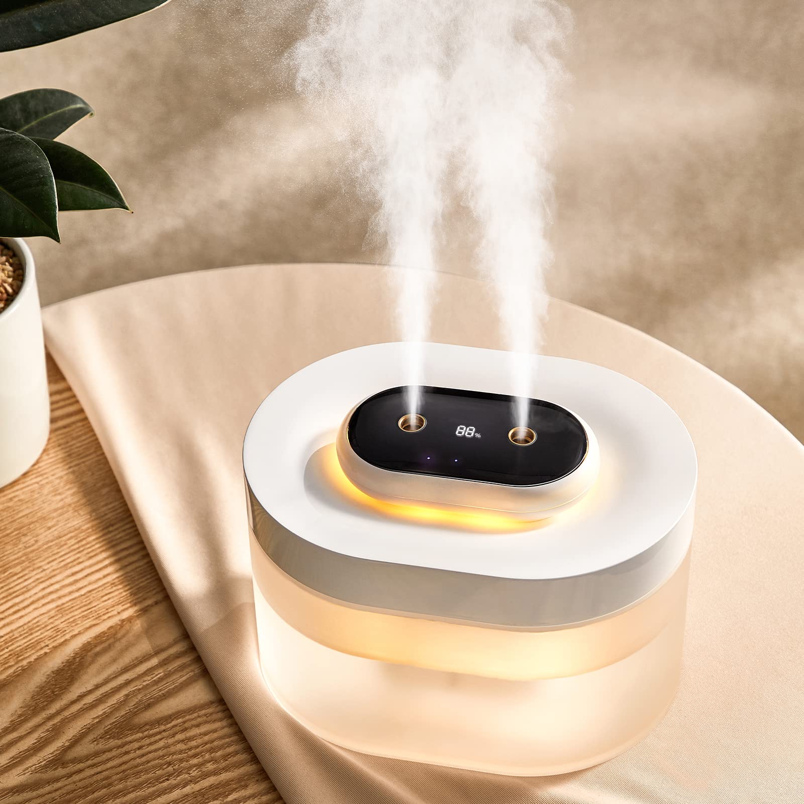 Small Portable 1L Humidifier, Mini Top Fill Cool Mist Air Humidifier, Dual Nozzles Desktop Humidifier for Baby Bedroom Office, Whisper-Quiet Operation, 2 Spray Modes & Night Light Modes, Auto Shut-Off