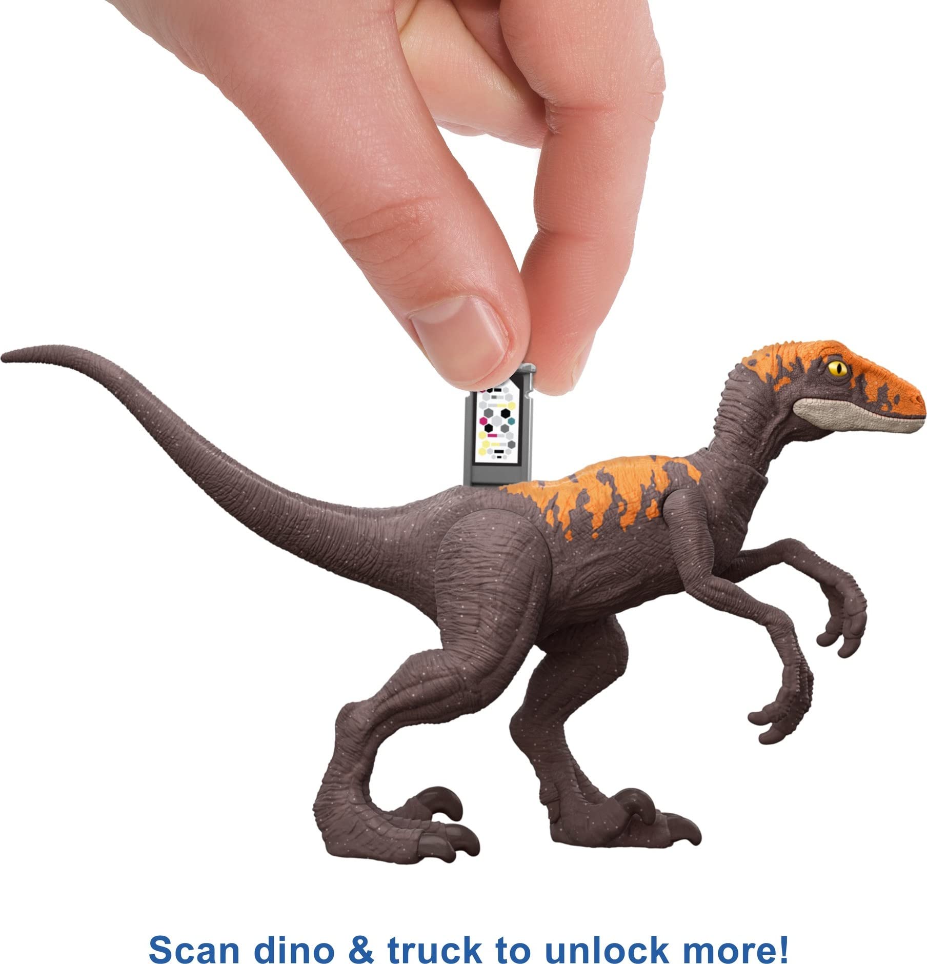 Mattel Jurassic World Dominion Capture & Crush Truck & Dino Playset with Velociraptor Action Figure, Vehicle Features Tranq Shooter, Crane & 2 Breakaways