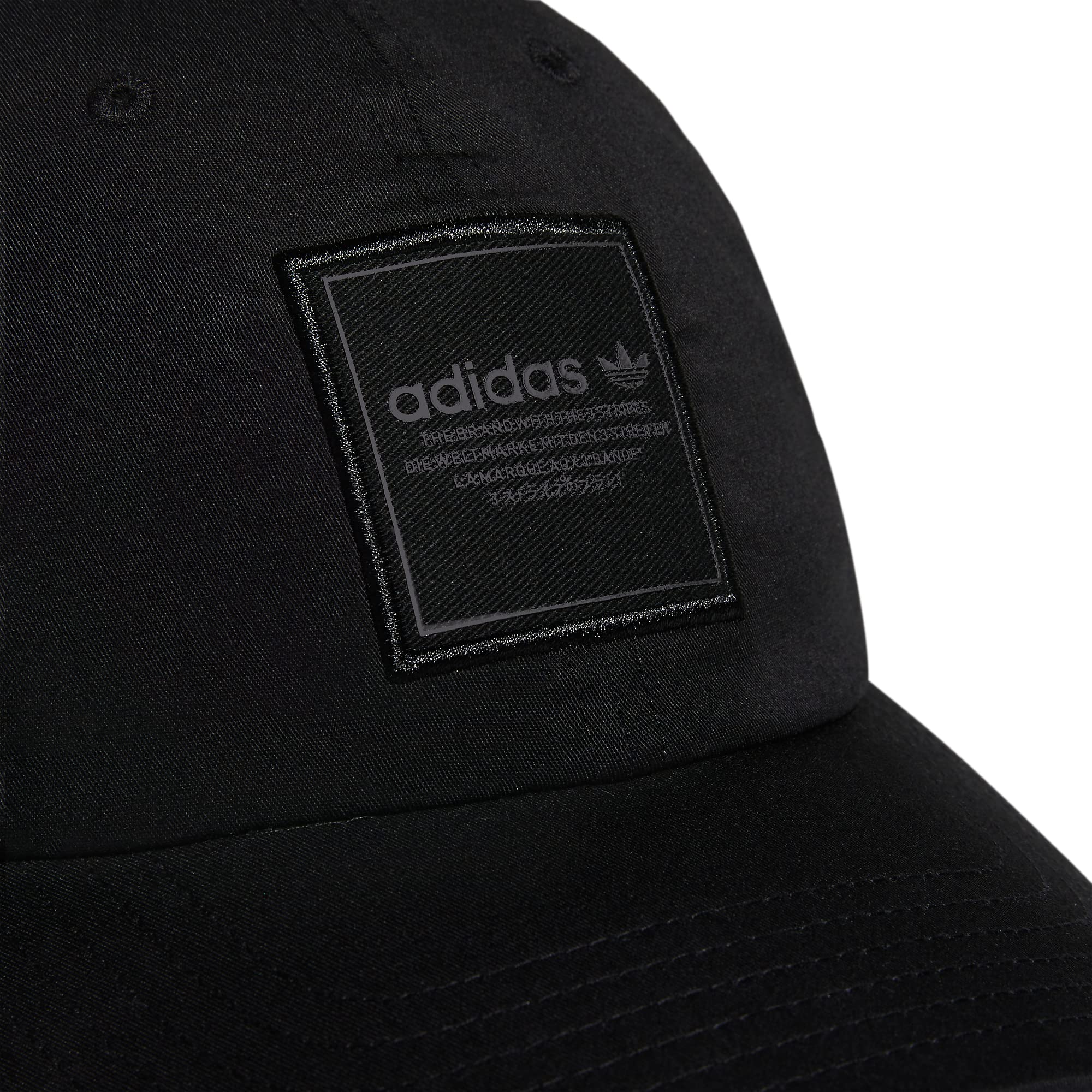 adidas Originals Men's Linear 2.0 Relaxed Adjustable Fit Washed Cotton Hat, Black/Black/Granite Grey, One Size