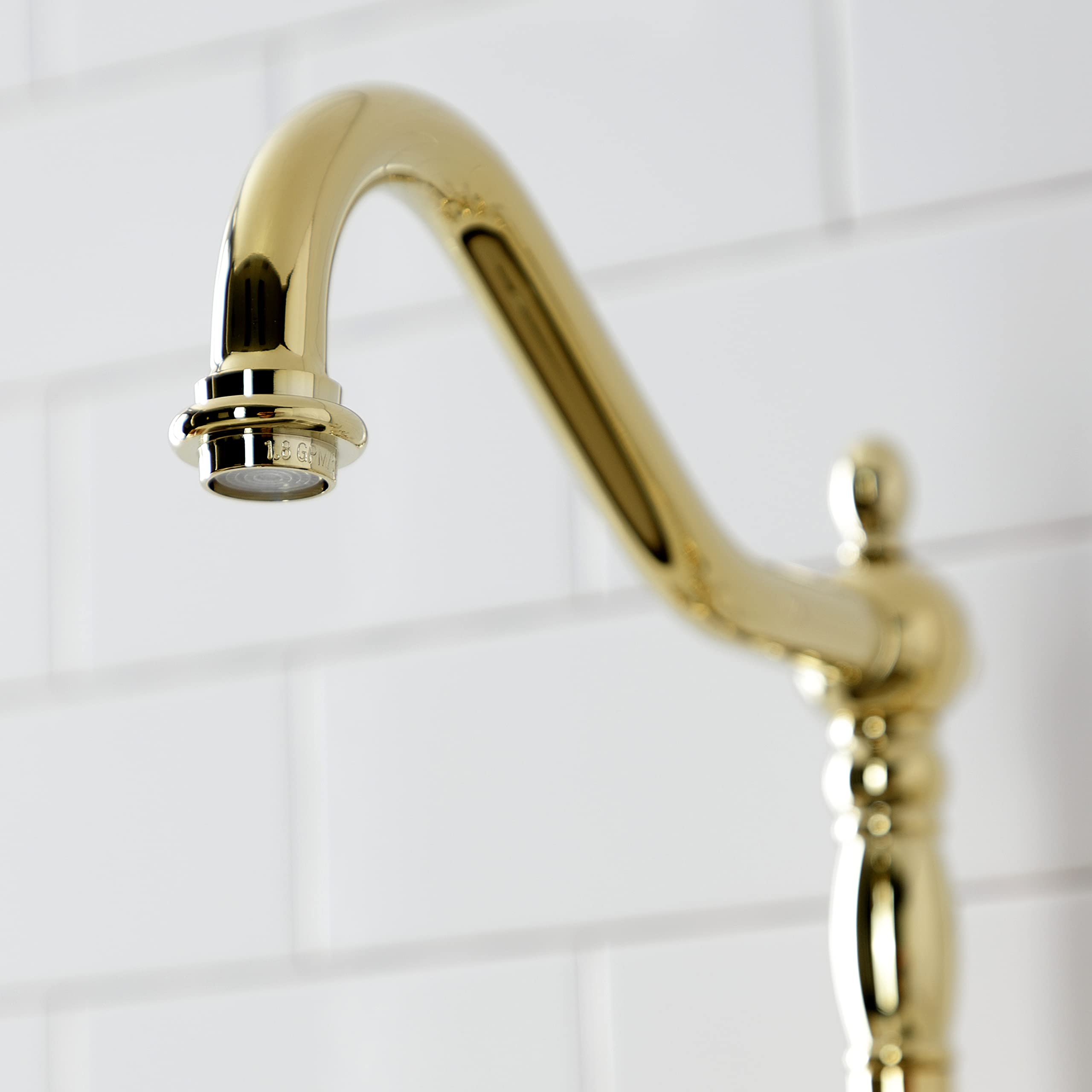 Kingston Brass KS7752AXBS English Country Bridge Kitchen Faucet, Polished Brass