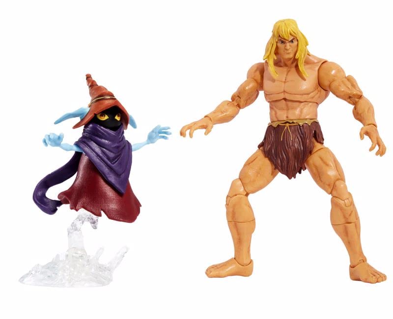 Masters of the Universe Masterverse Revelation Savage He-Man Action Figure with 30+ Articulated Joints, 3 Weapons, Harness & Orko Figure with ‘Floating’ Base, 7-inch Motu Collectible Gift