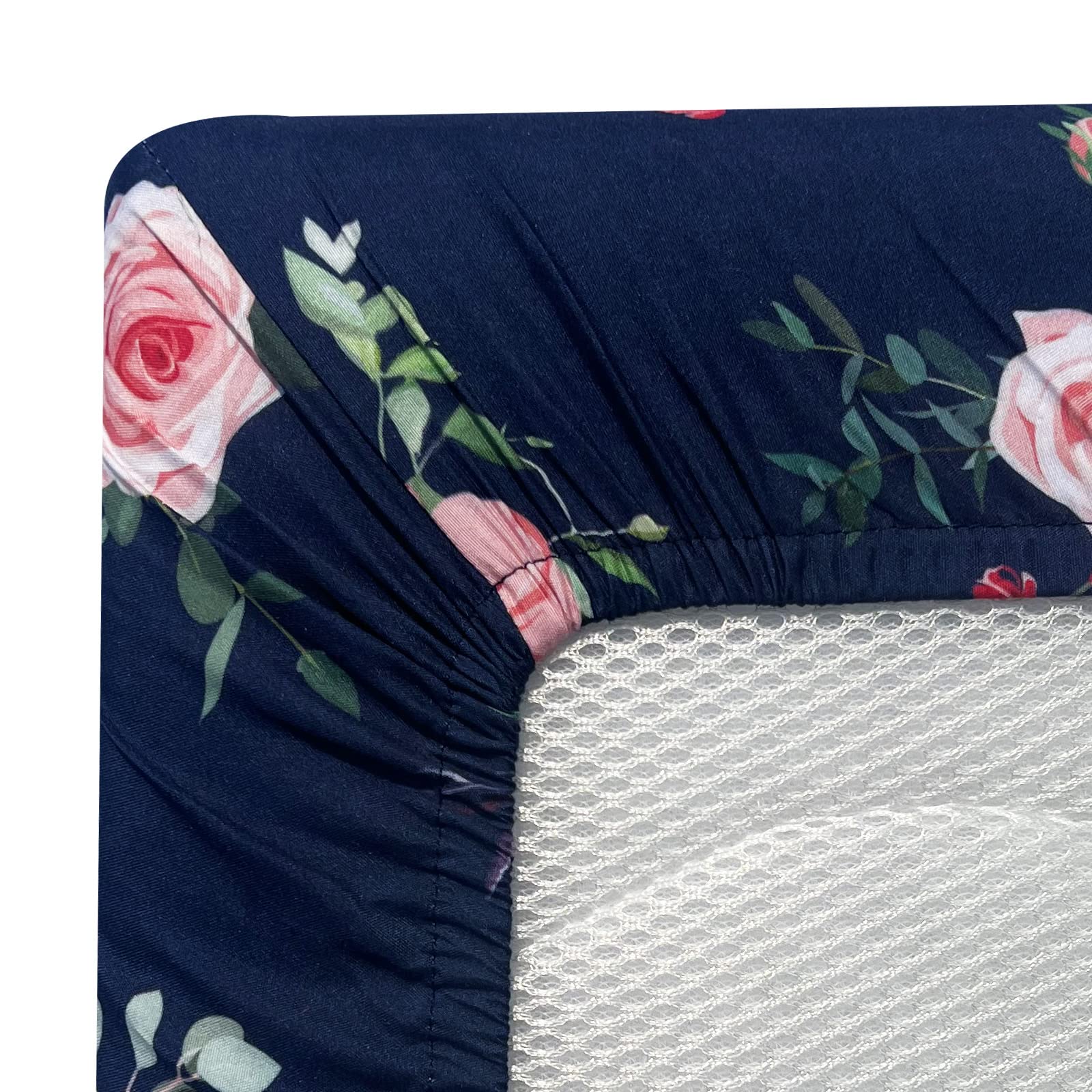 AMROSE 3 Pack Soft Floral Mini Crib Sheets, Microfiber Pack N Play Sheets Set for Baby Girls, Silk Touch Gentle Playard Sheet Portable Crib Sheet, Floral Theme