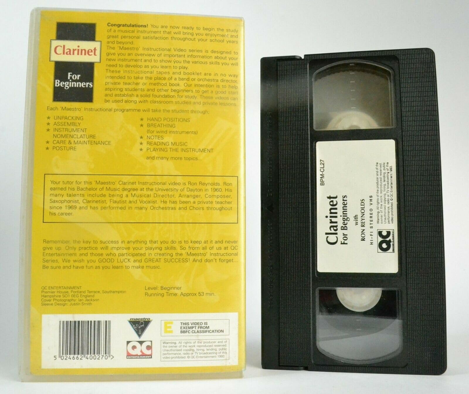 Clarinet For Beginners [Ron Reynolds]: Educational - Music Lessons - Pal VHS