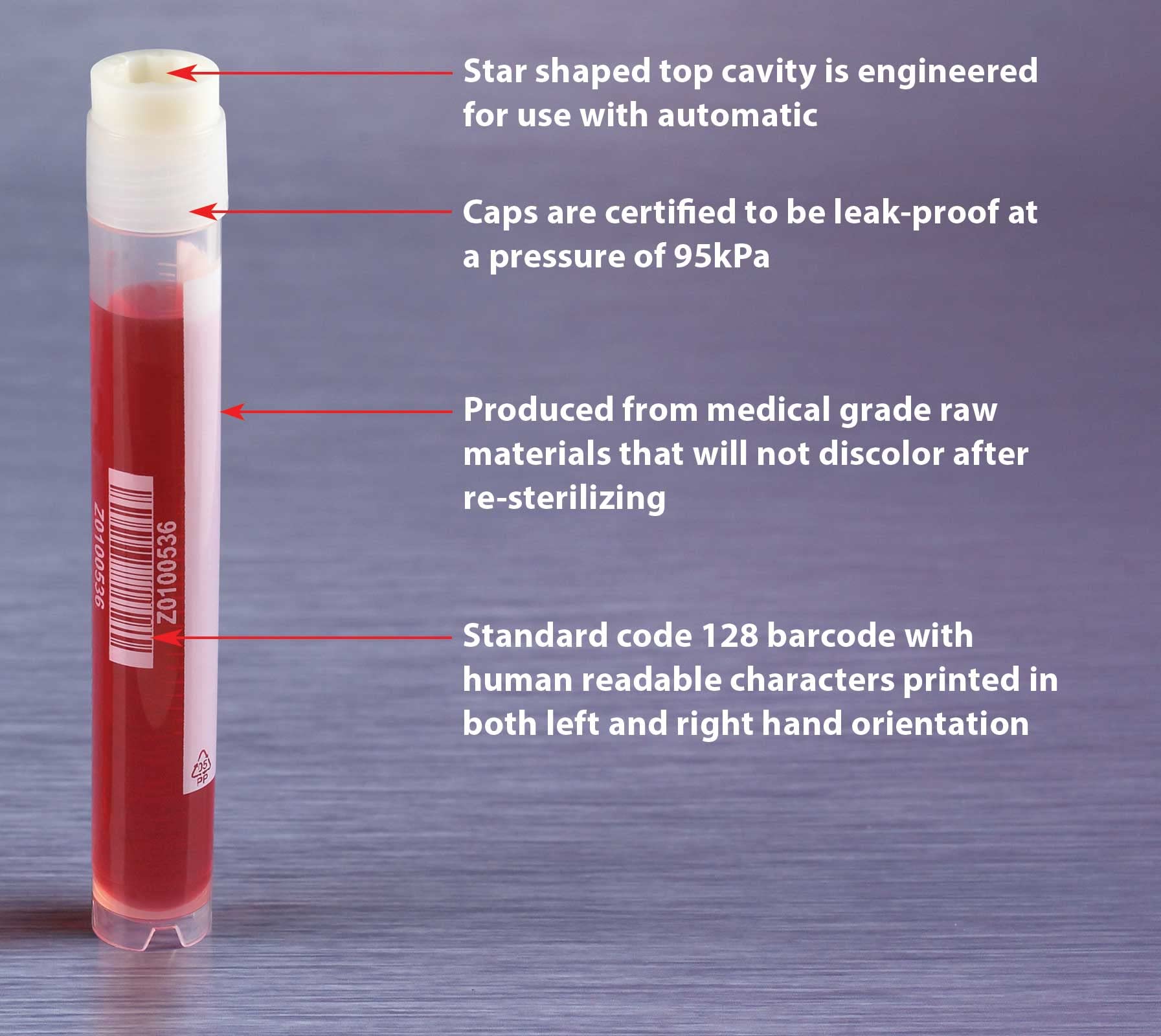 Globe Scientific CryoClear 3015-50 Polypropylene Barcoded Cryogenic Vial, 5mL Capacity, Sterile, External Threads, Attached Screwcap with Molded O-Ring, Round Bottom, Self-Standing (Case of 50)