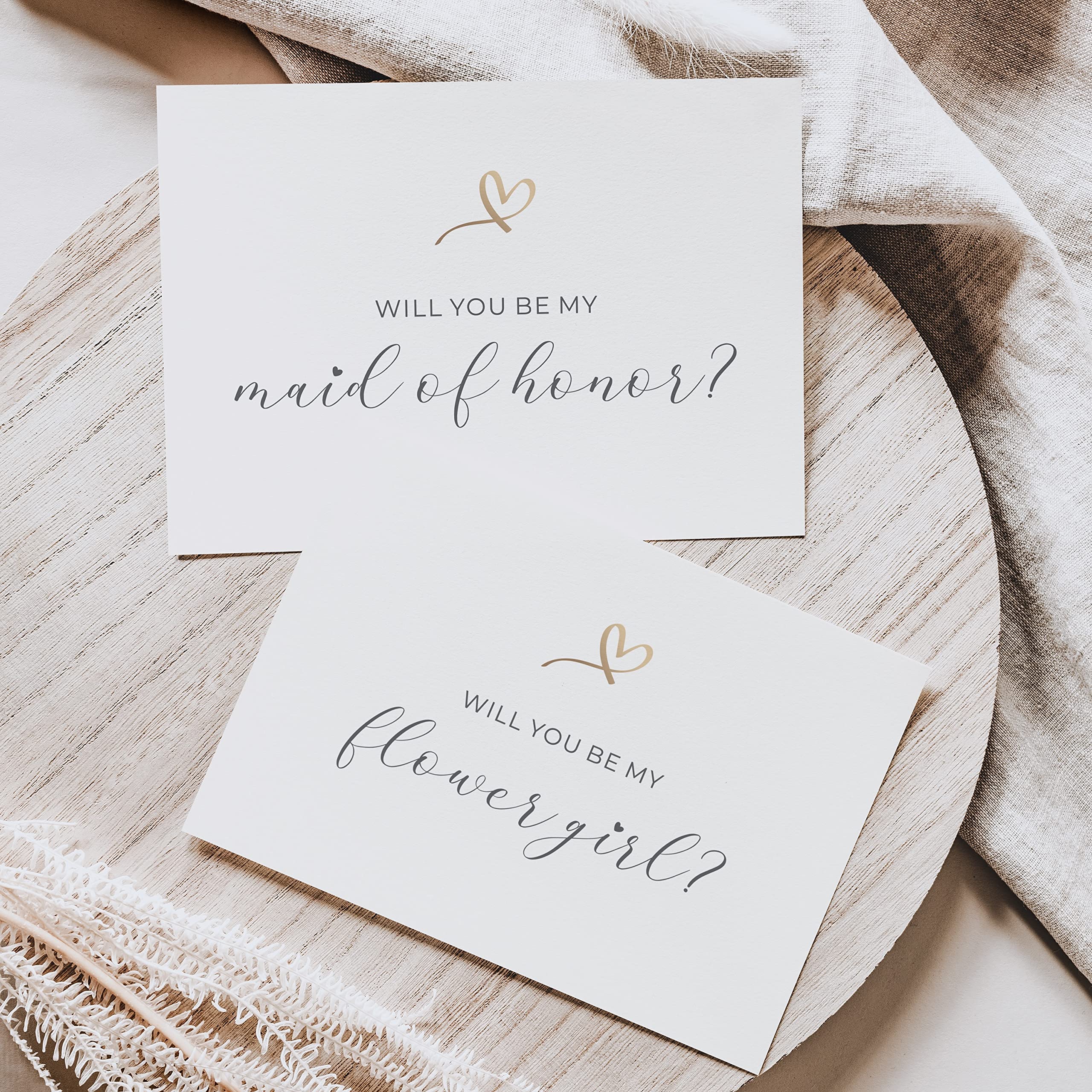 Bridesmaid Cards - Gold Heart