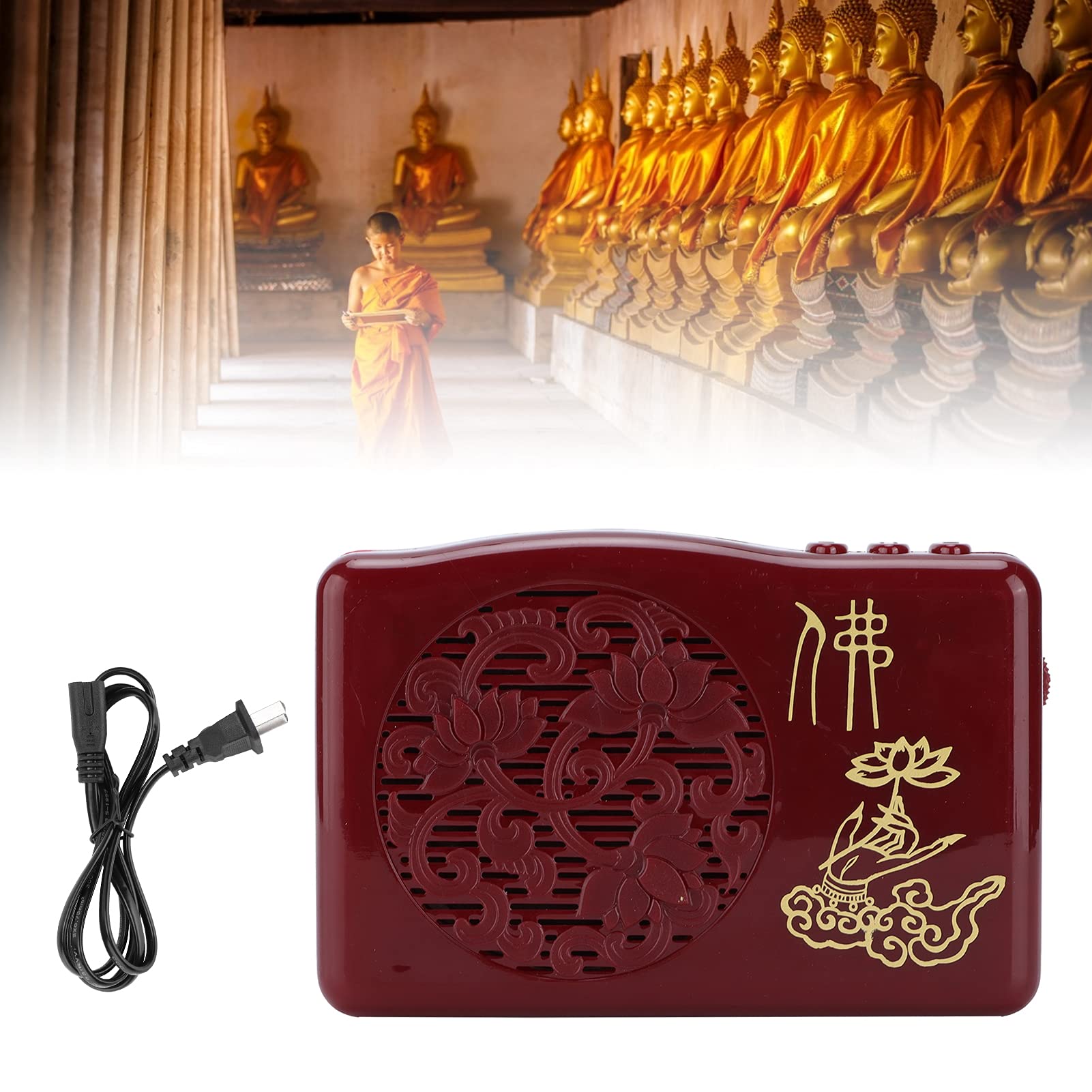 GLOGLOW Buddha Chanting Machine, Battery Powered Automatic Buddha Machine Buddhist Chanting Player Meditation Machine for Home Travel