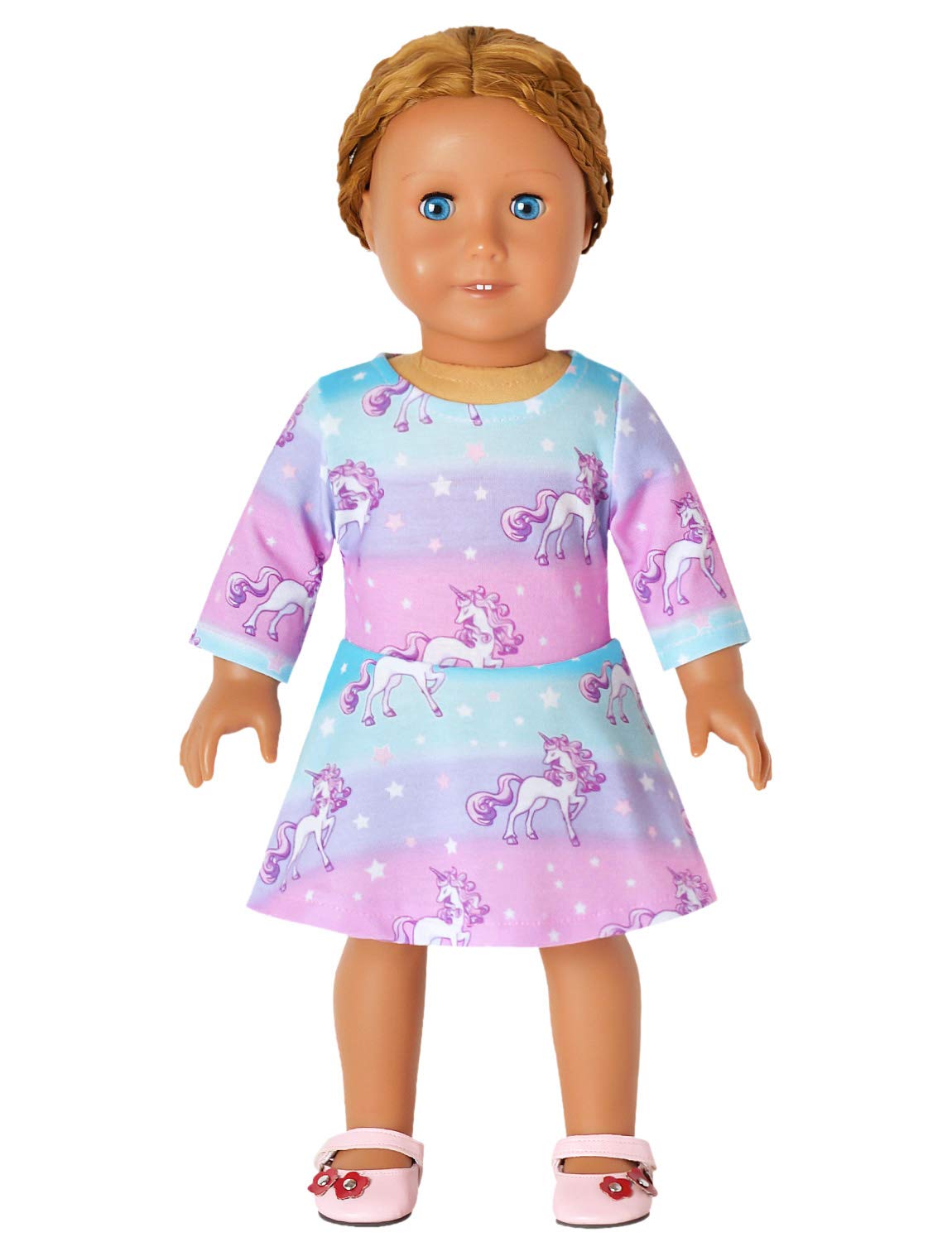 American Doll & Girl Matching Dresses Star Unicorn Outfits, Size 8 9