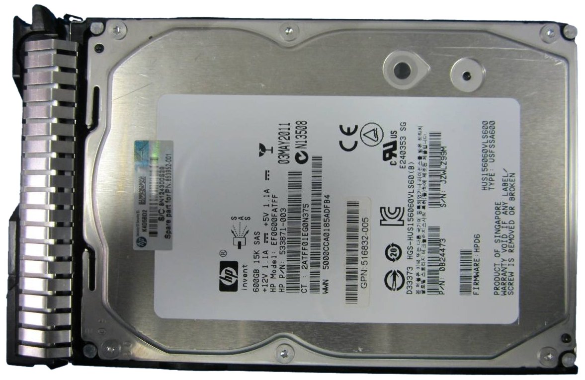 HP 600GB 15K RPM 6G 16 MB Cache 3.5-Inch Internal Bare or OEM Drive 653952-001