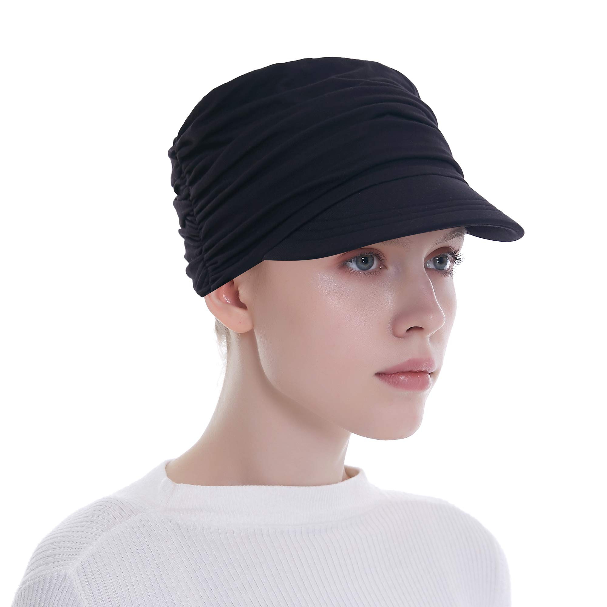 Bamboo Fashion Hat for Woman Daily Use with Brim Visor, Hats for Cancer Chemo Patients (Grey Light)