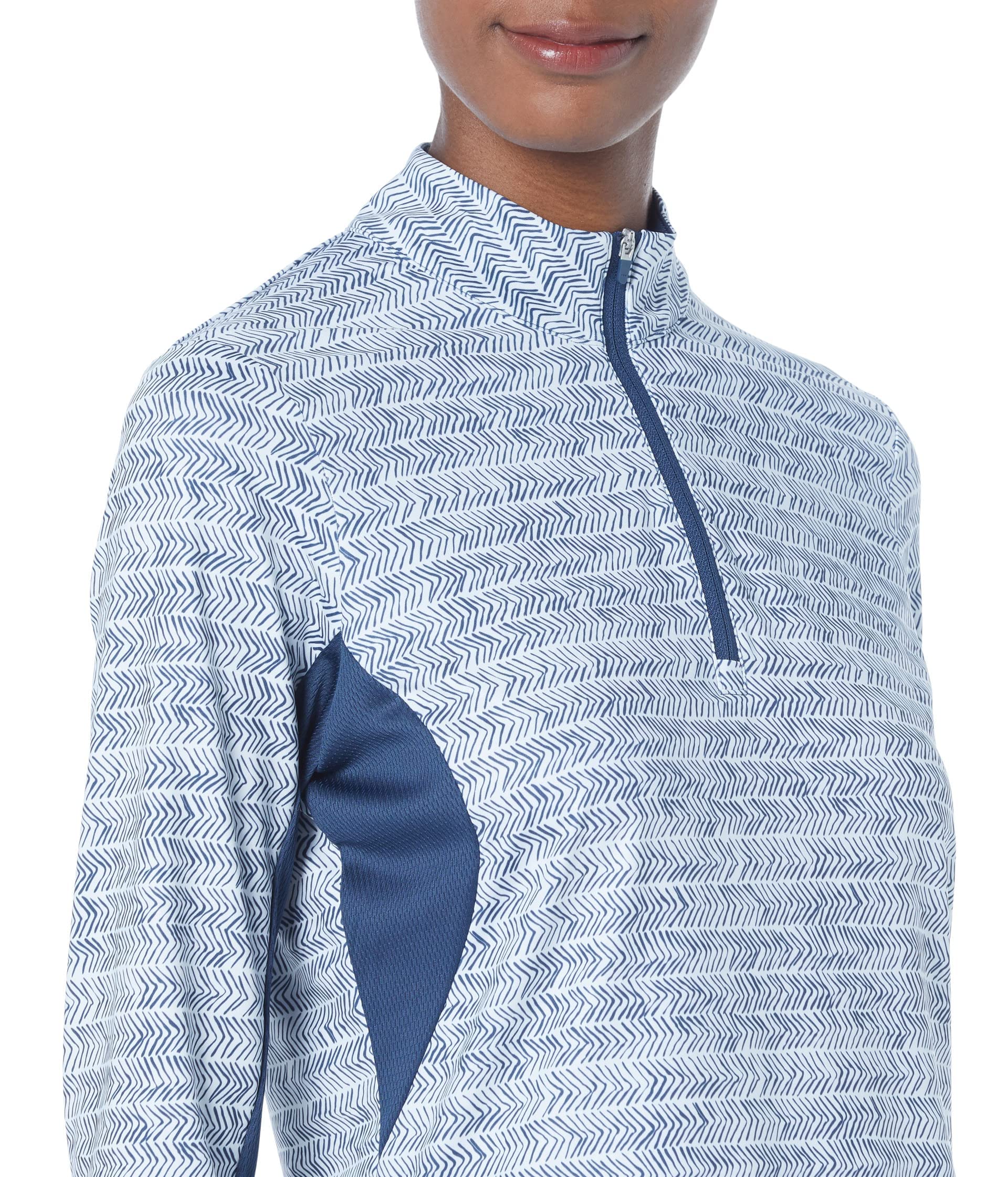 adidas Women's Standard Ultimate365 Long Sleeve Print Polo Shirt, Crew Navy, X-Large