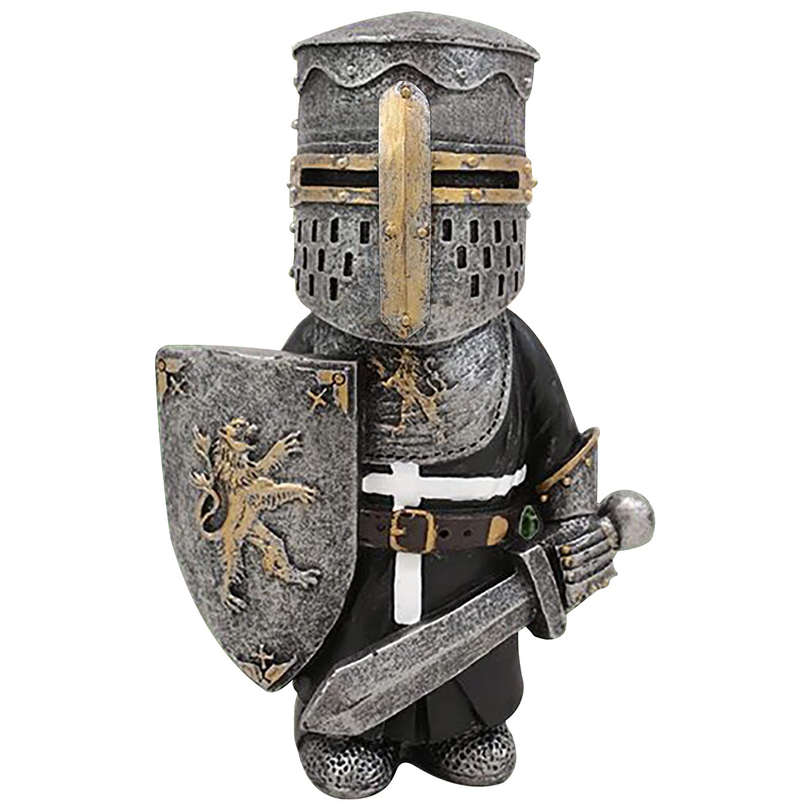 Garden Knight Dwarf Statue, Armor Knight Gnomes Cross Templar Guard Sculptures Art Figurines for Garden in/Outdoor Home Lawn Yard Patio Decor, Funny (C, 1PC)