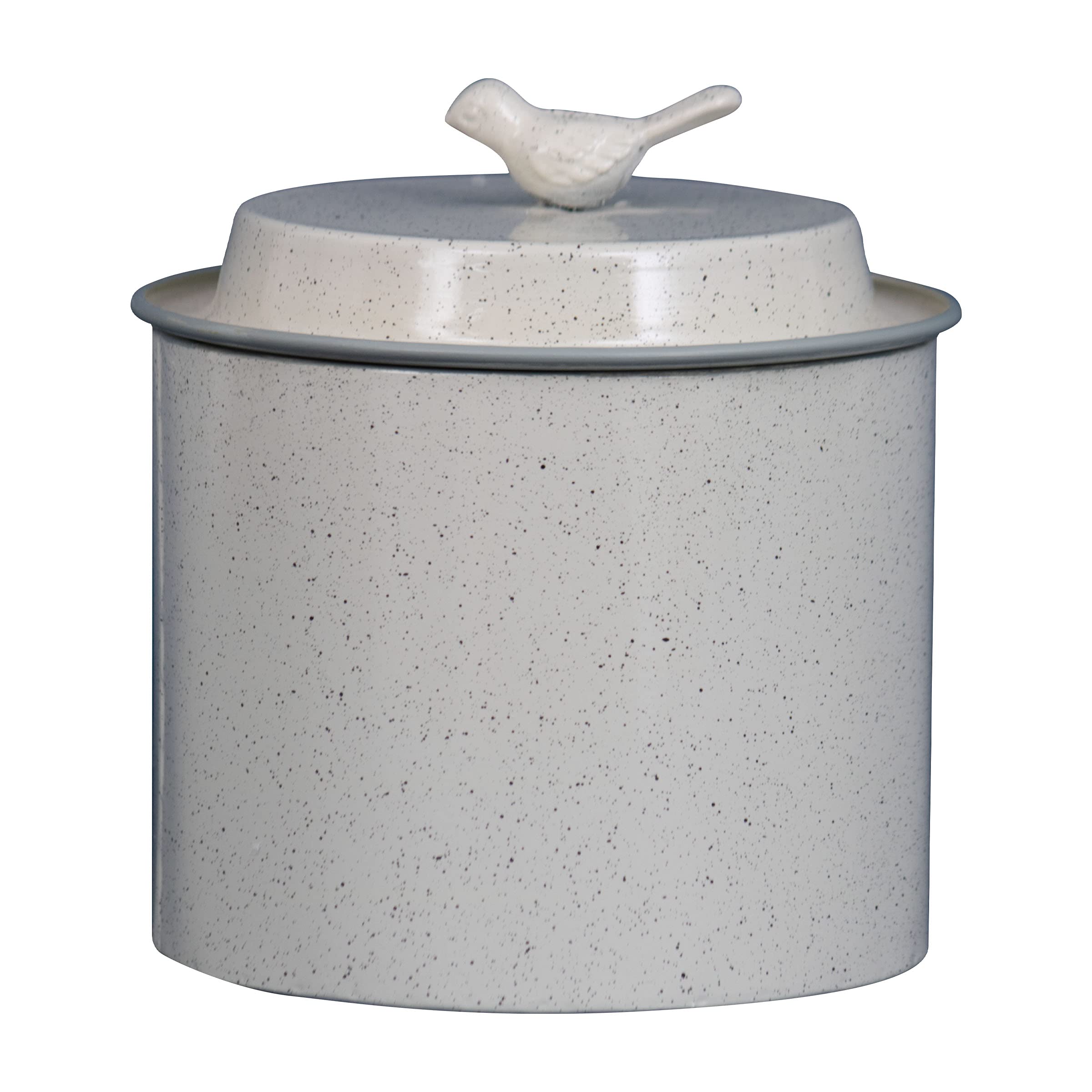 Foreside Home & Garden Off- White Enamel Metal Lidded Decorative Storage Trinket Box FDDD10075