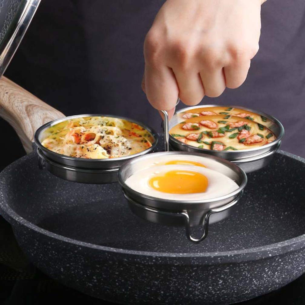 Cabilock Egg Boiling Non Stick Egg Poacher Poacher Egg Holder Stainless Steel Egg Poacher Pan Insert Metal Egg Cups with Pastry Brush for Poached Eggs Poached Egg Tool Nonstick Egg Poacher