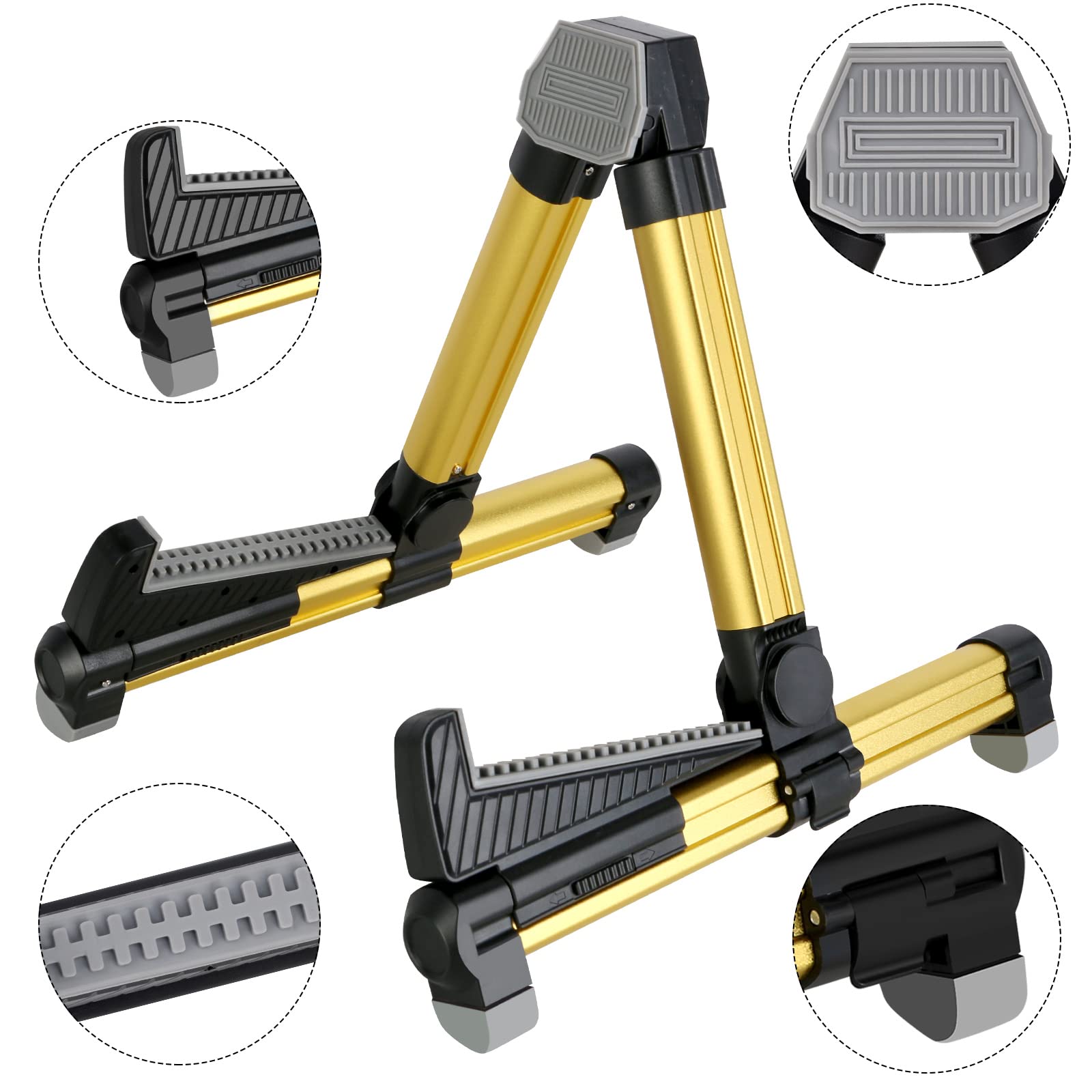 EASTROCK Folding Guitar Stand,Portable Tripod A Frame Aluminium Music Stand for Acoustic Electric Guitars, Bass, Violin, Ukulele, Banjo ( Black)
