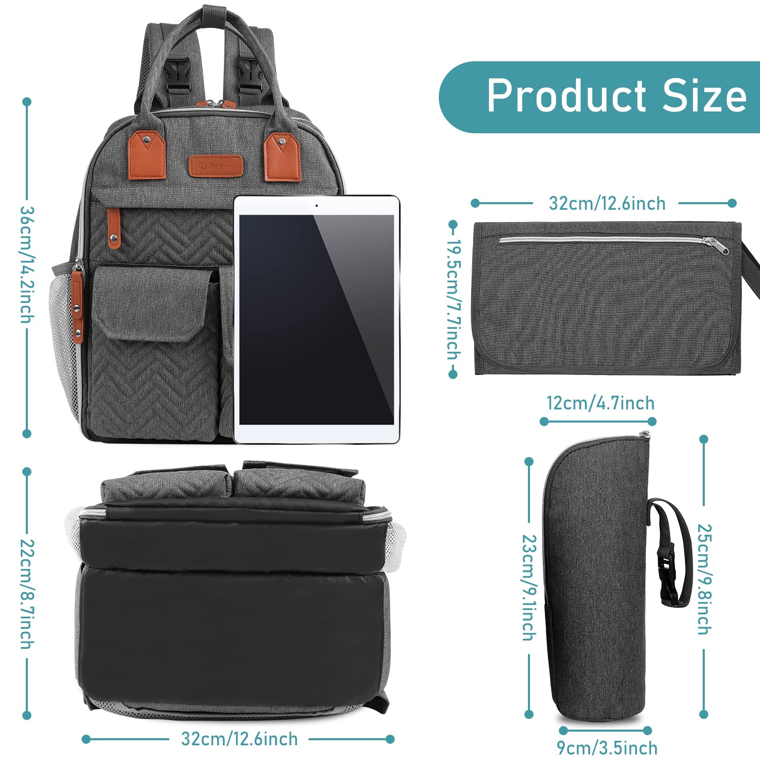 Baby Portable Changing Pad+Diaper Bag Backpack