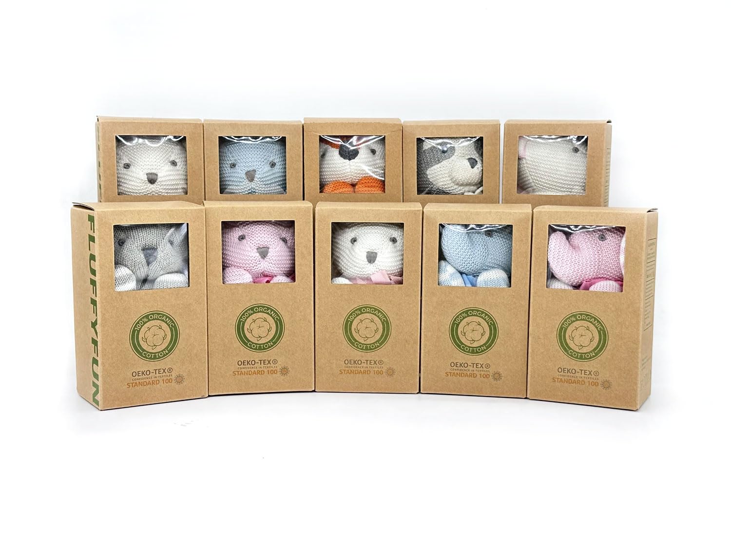 FLUFFYFUN Organic Baby Toys White Bunny Rabbit Stuffed Animal 7.1"