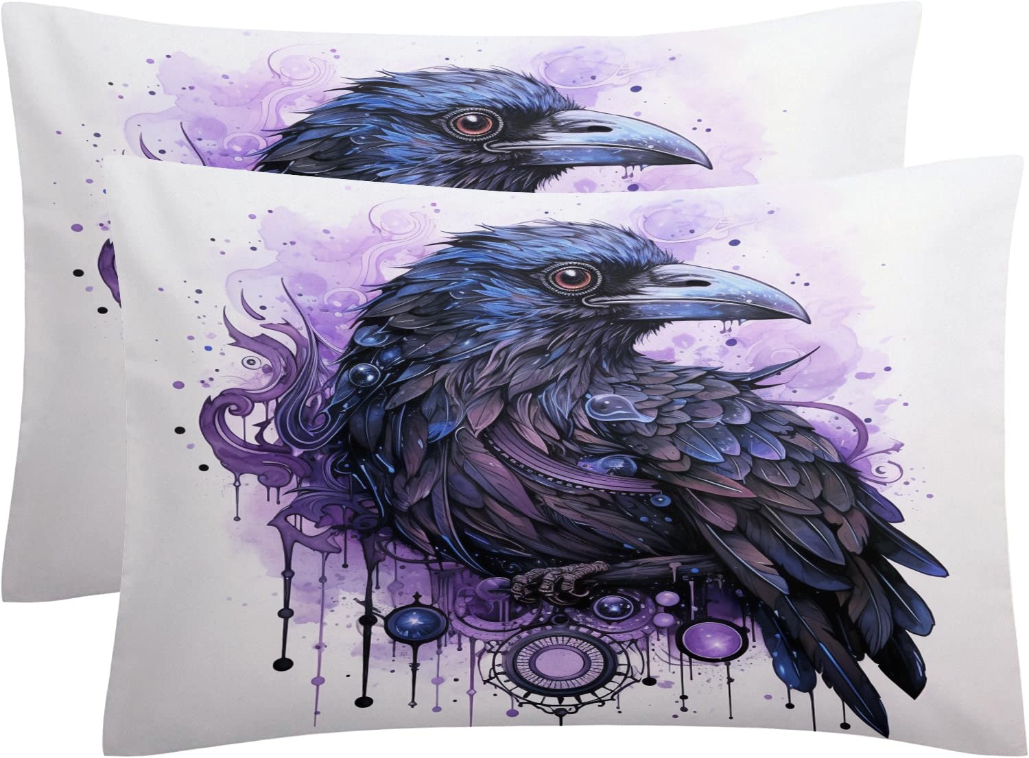 OmErsa Crow Duvet Cover Queen Size Set, Gothic Bedding Bedroom Decor, Comforter Cover & 2 Pillowcases 3 Pieces, Home Collection Quilt Cover