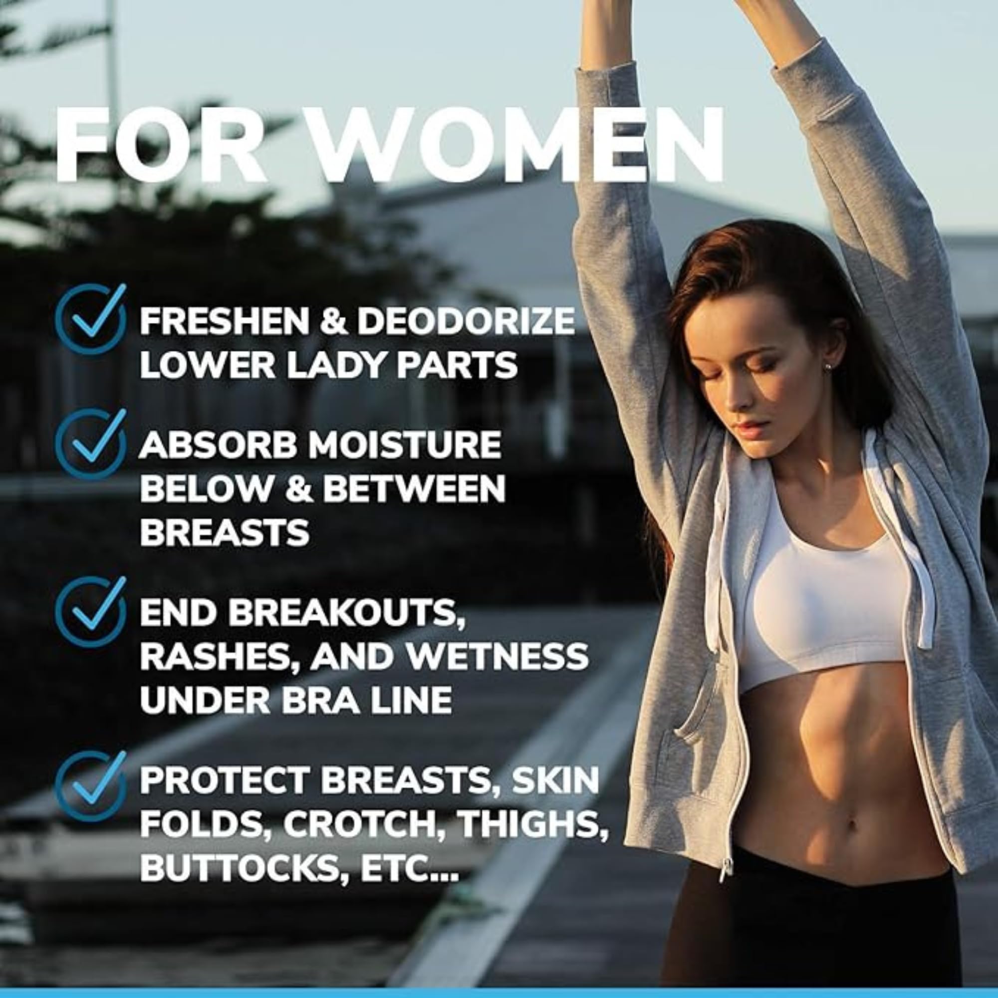 SweatBlock Super Fresh Body Powder Lotion Talc Free, Anti-Chafing, Deodorizing, Natural Ingredients - No Mess Body Powder Lotion for Men and Women - 4 fl oz.