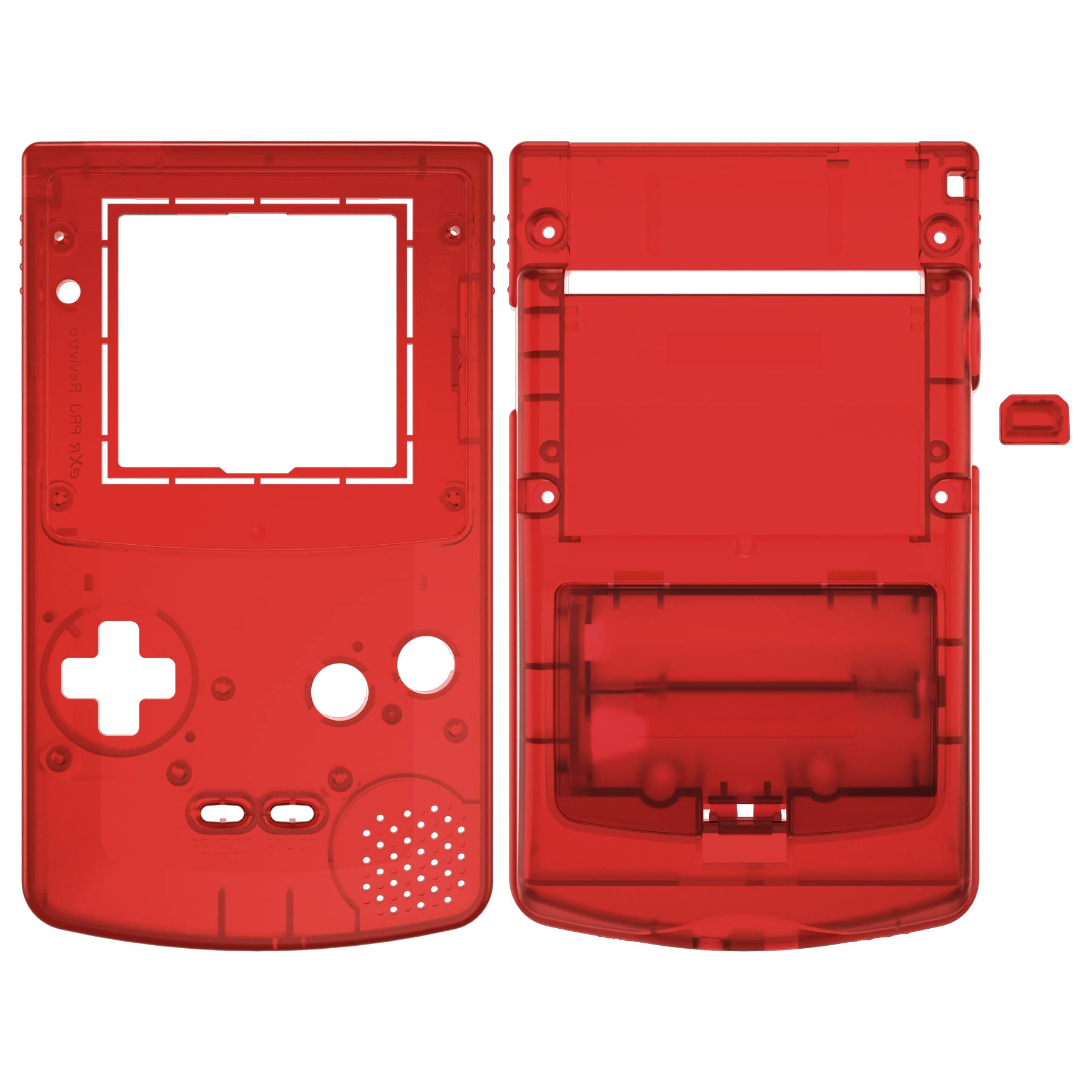 IPS Ready Upgraded eXtremeRate Clear Red Replacement Shell Full Housing & Black Screen Lens for Gameboy Color β Fit for GBC OSD IPS & Regular IPS & Standard LCD β Console & IPS Screen Without