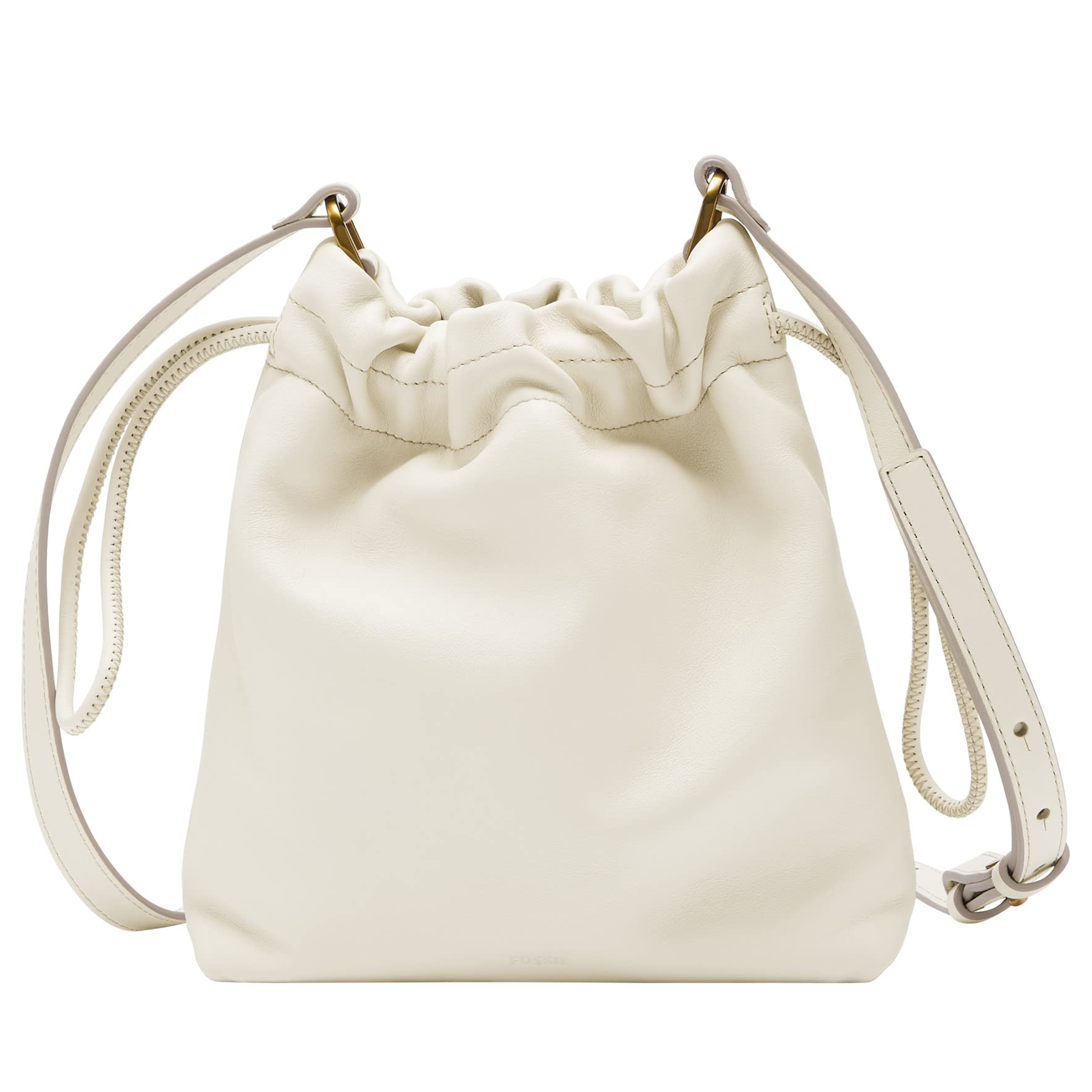Fossil Women's Gigi Eco-Leather Small Drawstring Crossbody Purse Handbag, Angora (Model: ZB1526159)