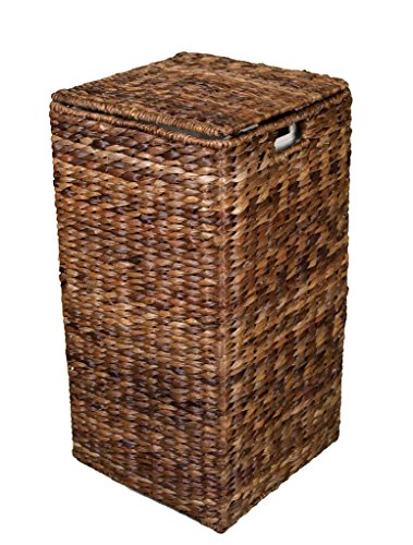 BIRDROCK HOME Seagrass Square Laundry Hamper with Removable Bag - Handwoven with Durable Abaca Fibers - Long Lasting Laundry Bin Storage for Dirty Clothes - Organizer Basket Use for Bedroom & Bathroom