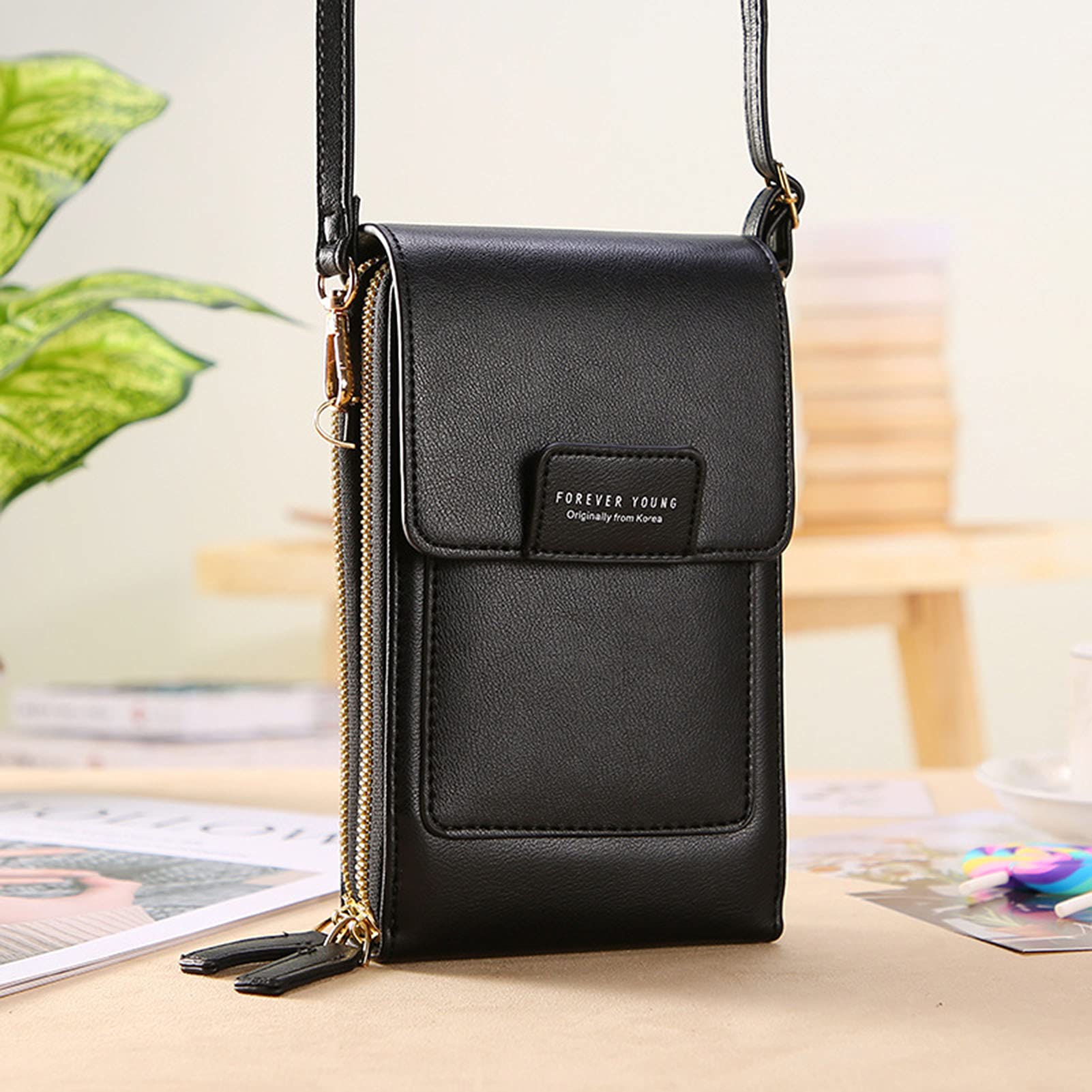 Eliaukly Touchscreen Phone Crossbody Bag for Women Cell Phone Purse Wallet with Multiple Credit Card Slots for iPhone15/15Pro etc. Blue