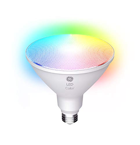 GE LED+ Color Changing PAR38 Outdoor LED Light Bulbs with Remote, 15 Watts, Outdoor Rated Floodlight (3 Pack)