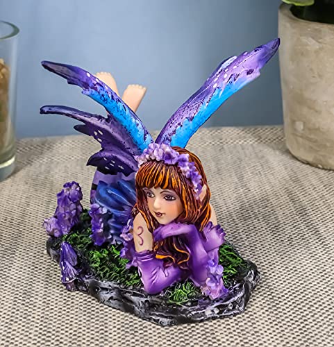 Ebros Fantasy Lavender Meadow Purple Girl Fairy Figurine 3.75" Long Faery FAE Pixie Garden Collectible Accessory