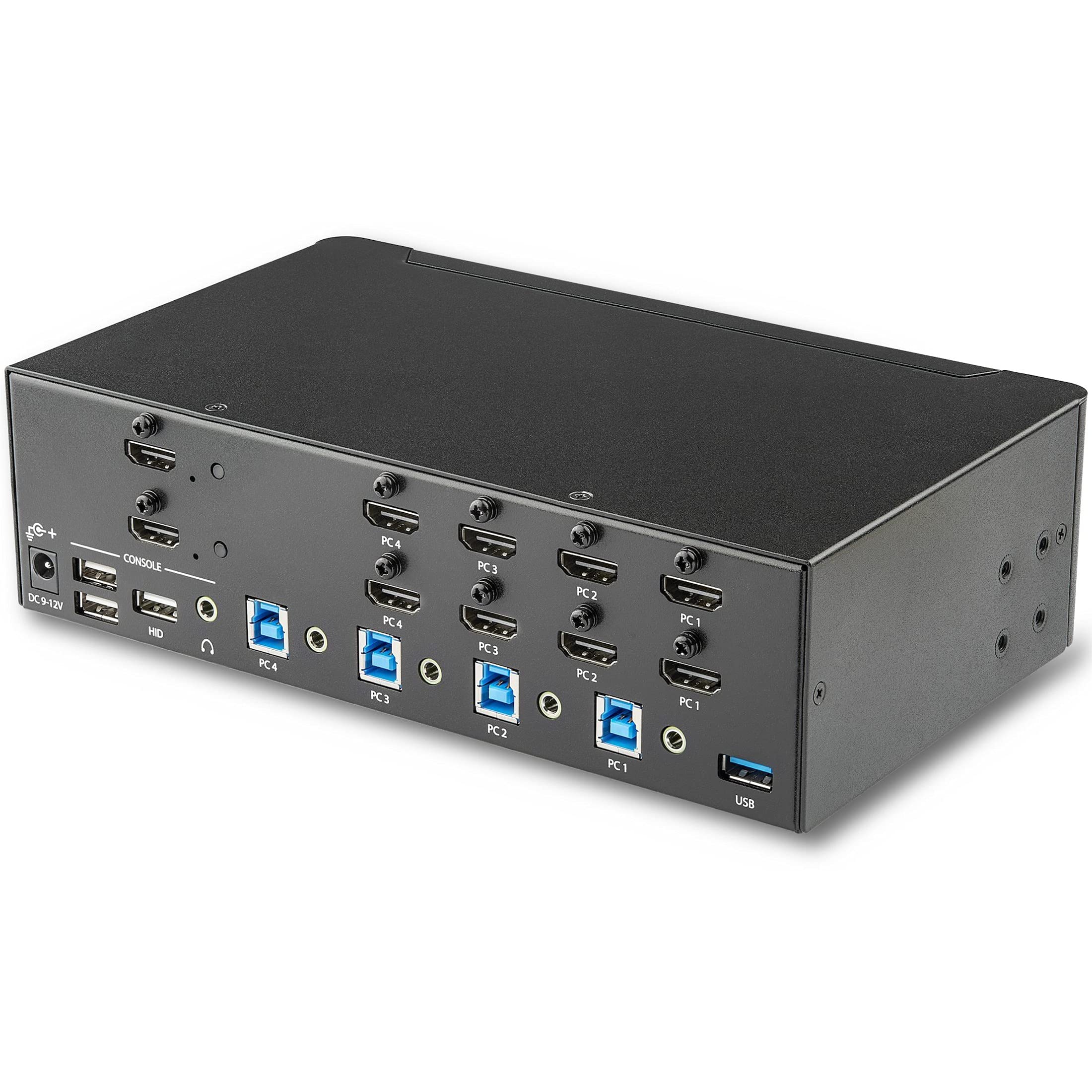 StarTech.com StarTech.com 4-Port Dual Monitor HDMI KVM Switch with Audio & USB 3.0 hub - 4K 30Hz - 4 PC Mac Computer KVM Switch Box for HDMI Display , TAA (SV431DHD4KU)