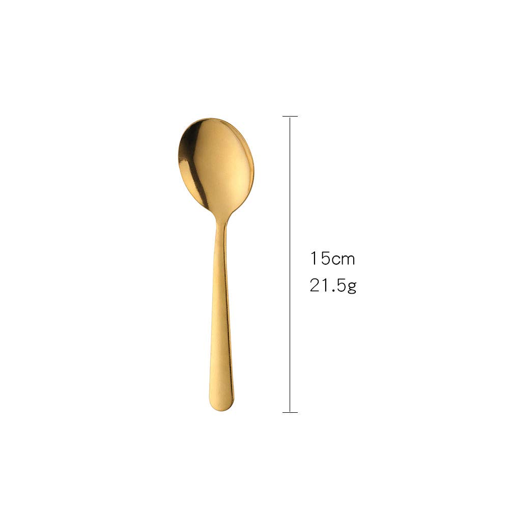 Bouillon Round Spoon 12 Pieces Stainless Steel Soup Spoons, BUY&USE 5.9-Inch Gold Color Dinenrware