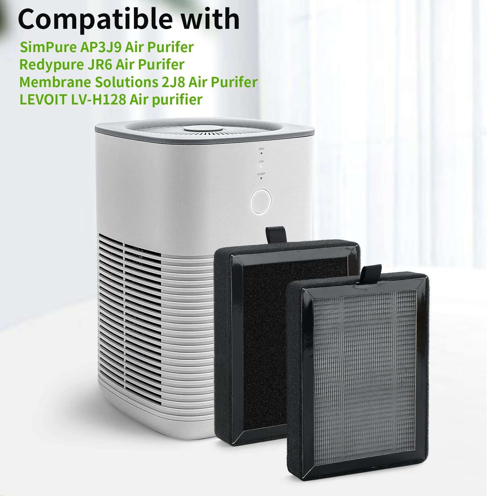 FMDZFL 4 Pack True HEPA Replacement Filter Compatible with SimPure AP3J9 / Redypure JR6 / Membrane Solutions 2J8 / LEVOIT LV-H128 Air Purifier