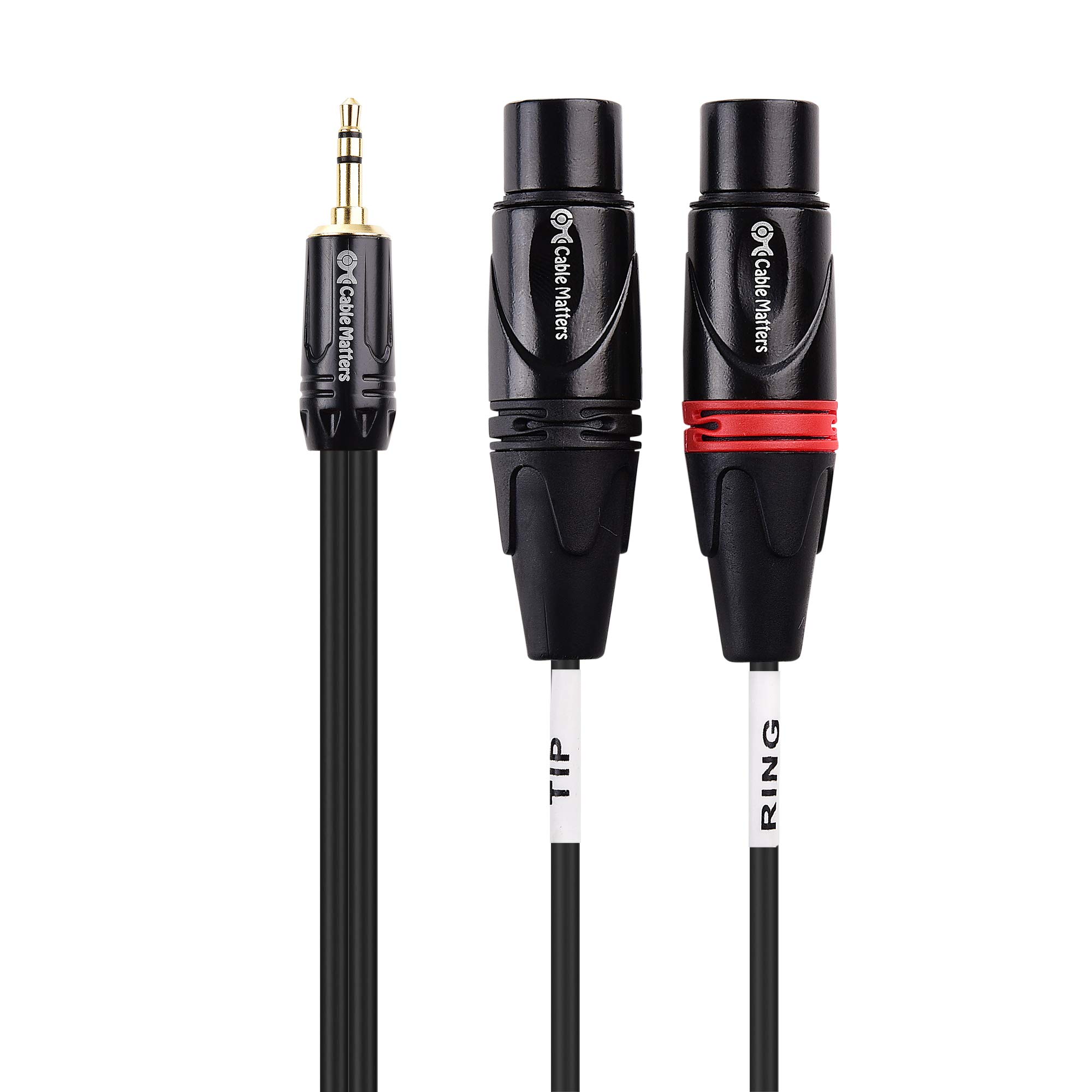 Cable Matters 3.5mm 1/8 Inch TRS to 2 XLR Cable 10 ft, Male to Female Aux to Dual XLR Breakout Cable