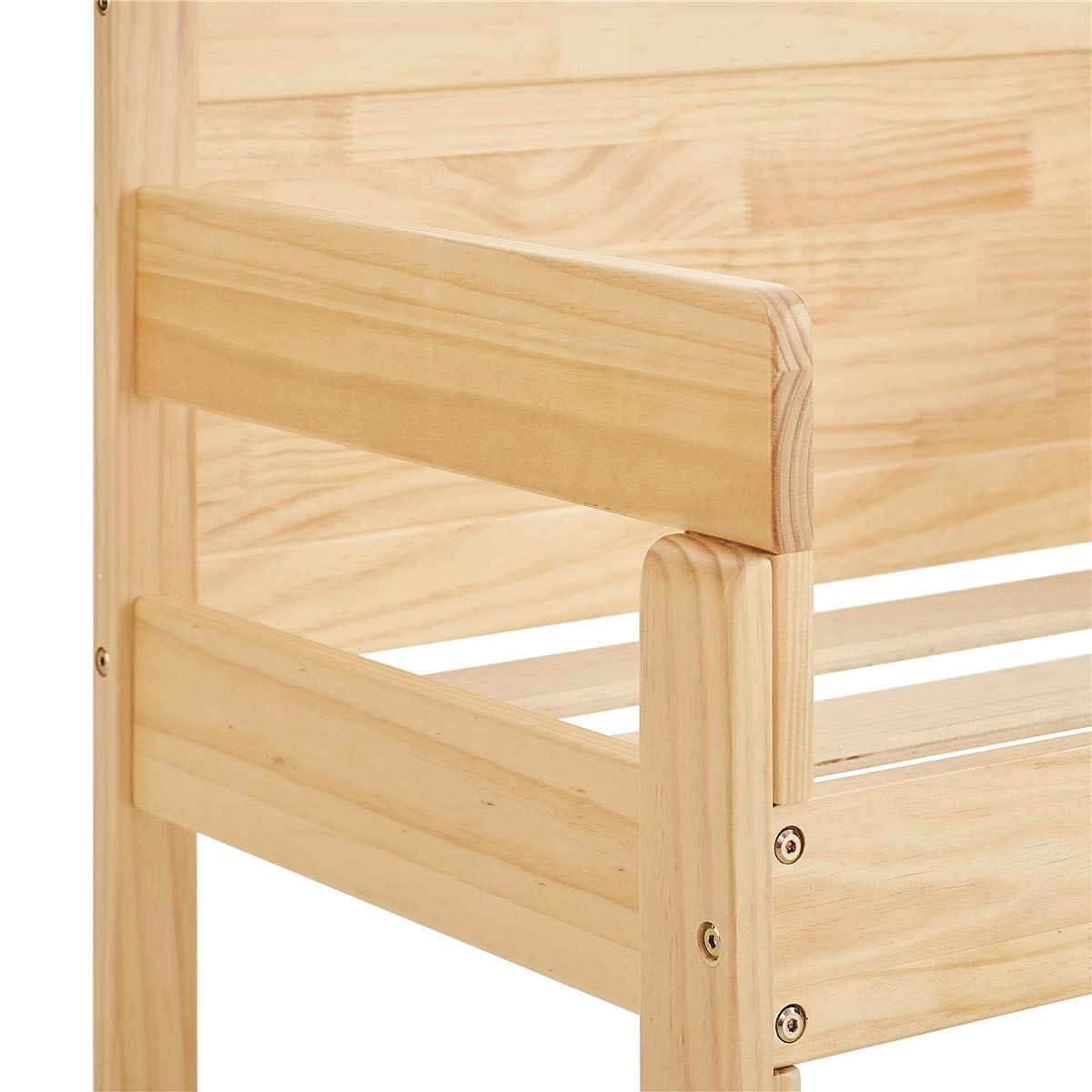 MUSEHOMEINC 2 in 1 Convertible Bed,Multifunctional Solid Wood Twin Bed 2 Side Guardrails, Bed Frame Convert to one Chair/Sofa, Fits Standard Crib Mattress,(Mattress not Included)