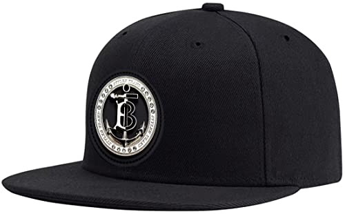 ADJUEMB Classic Snapback Hats Skull Embroidery Adjustable Flat Bill Hat Unisex Baseball Caps