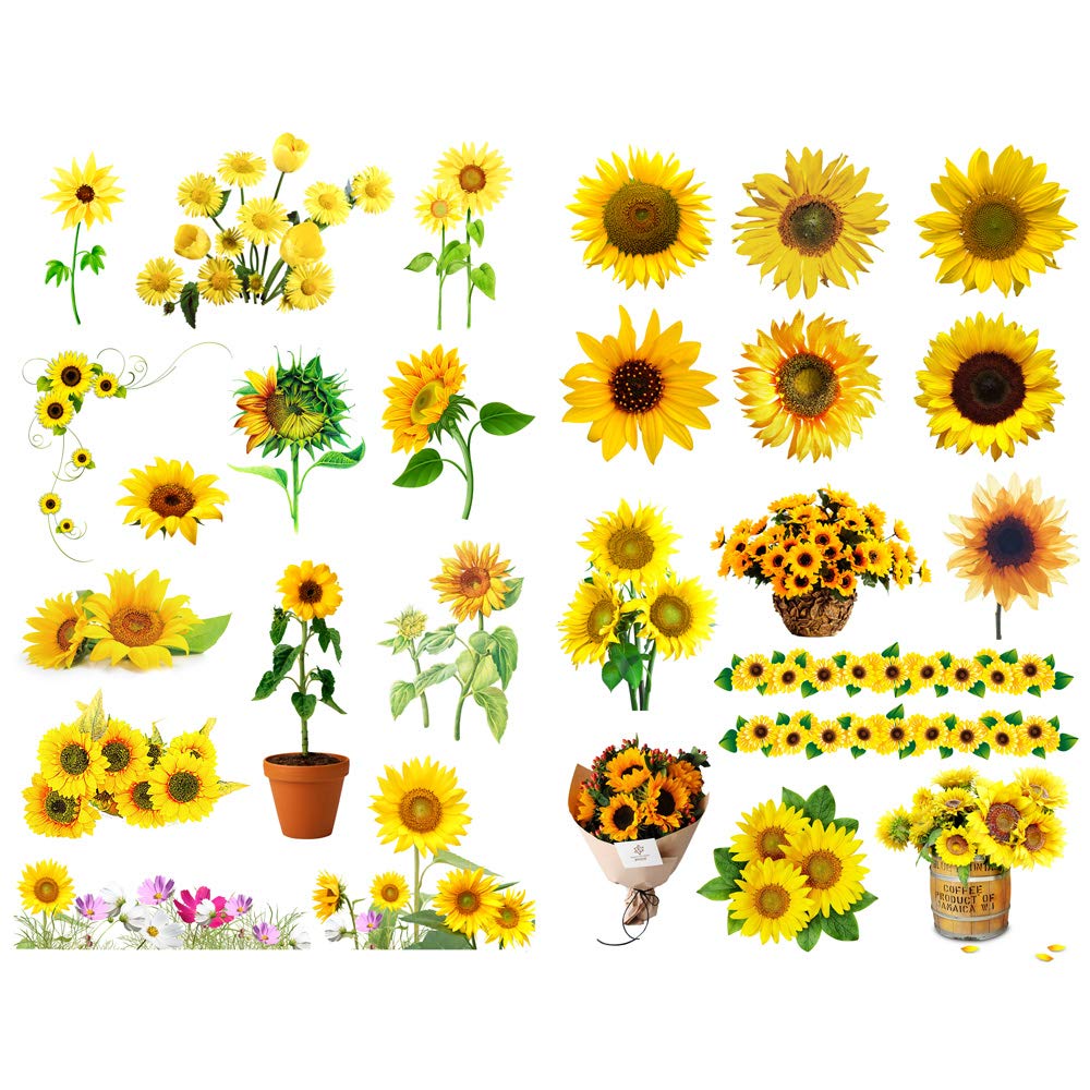 Seasonstorm Yellow Sunflowers Aesthetic Diary Journal Paper Stickers Scrapbooking Stationery Sticker