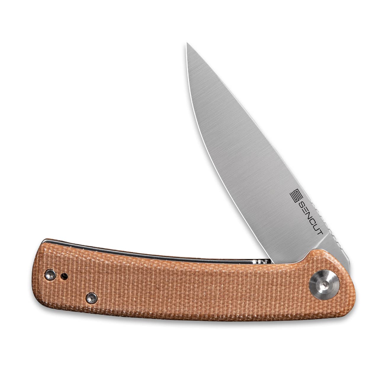 SENCUT Neches Folding Pocket Knife for Men, 3.2" 10Cr15CoMo Blade Brown Micarta Handle SA09D