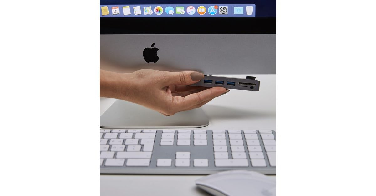 lmp USB-C Attach Hub Silver – USB-C Hub 7 Ports for iMac
