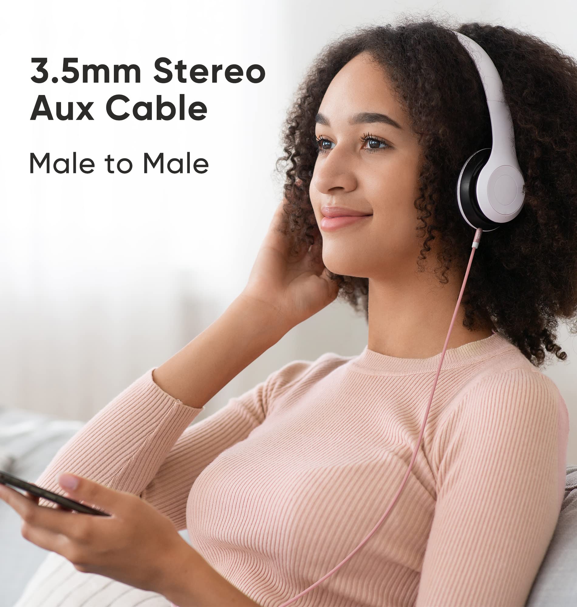 CableCreation 3.5mm Audio Cable 10FT/3m, 3.5mm Stereo Auxiliary Aux Cable Compatible with Phones, Headphones, Laptops, Phones, Car/Home Stereo, Speaker & More, Pink