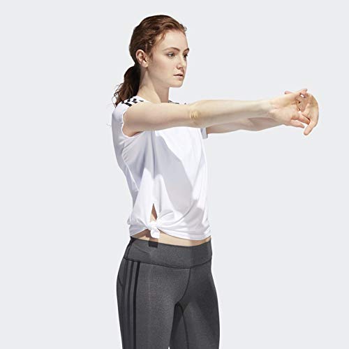 adidas Women’s 3-Stripes Tie Tee, White, X-Large