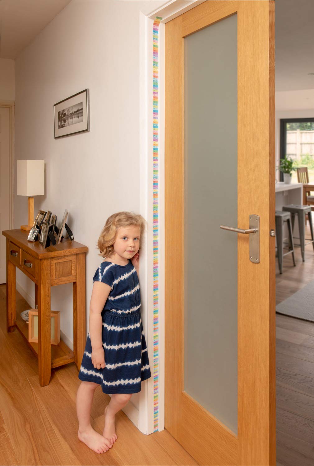 Measure Me! Baby Roll-up Door Frame Growth Height Chart for Children Kids Room - Pastel Rows