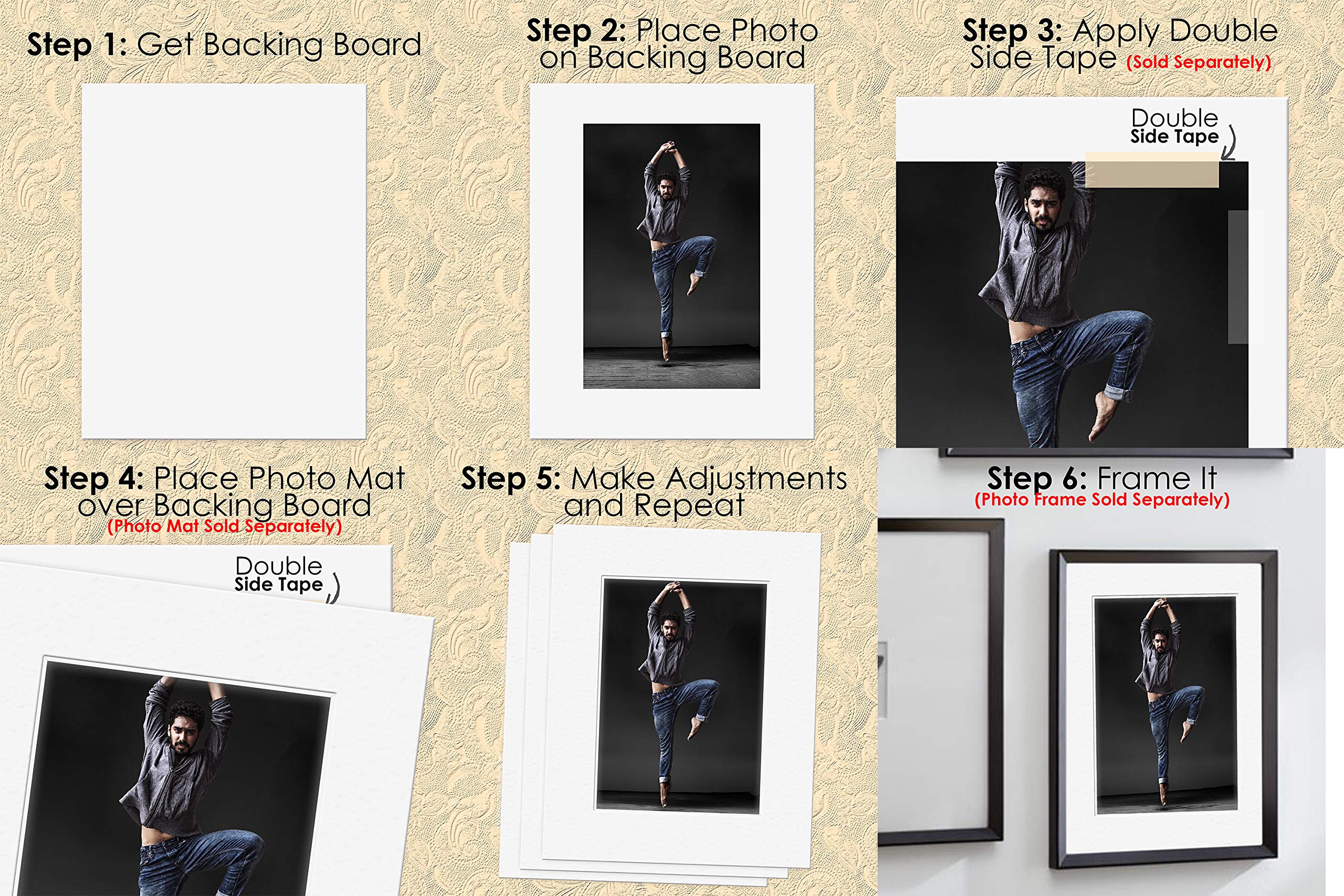 Golden State Art, 8.5x11 Picture Mat Matte Backerboards for Framing. Pack Contains 50 Backing Boards (White, 50 Pack)